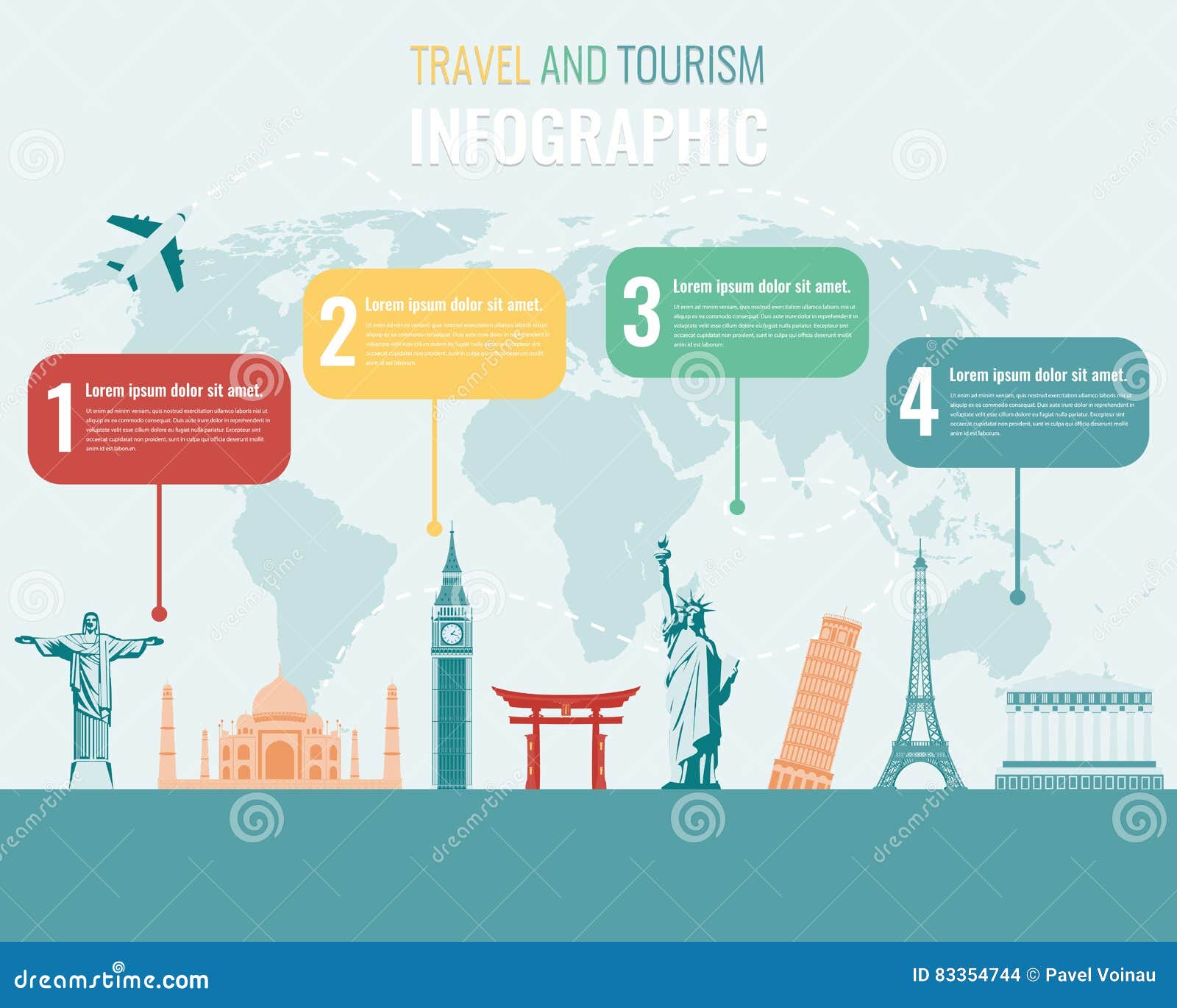 Travel and Tourism. Infographic Set with Landmarks Editorial Stock ...