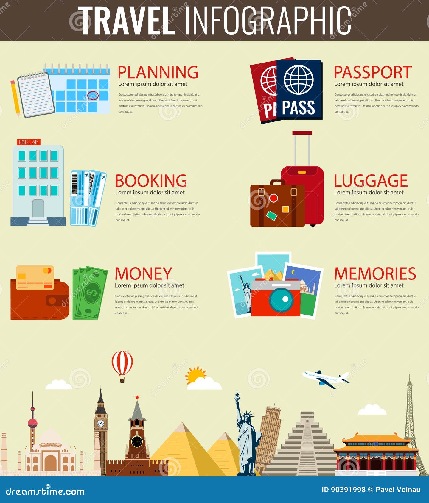 Travel and Tourism. Infographic Set with Landmarks Stock Vector ...