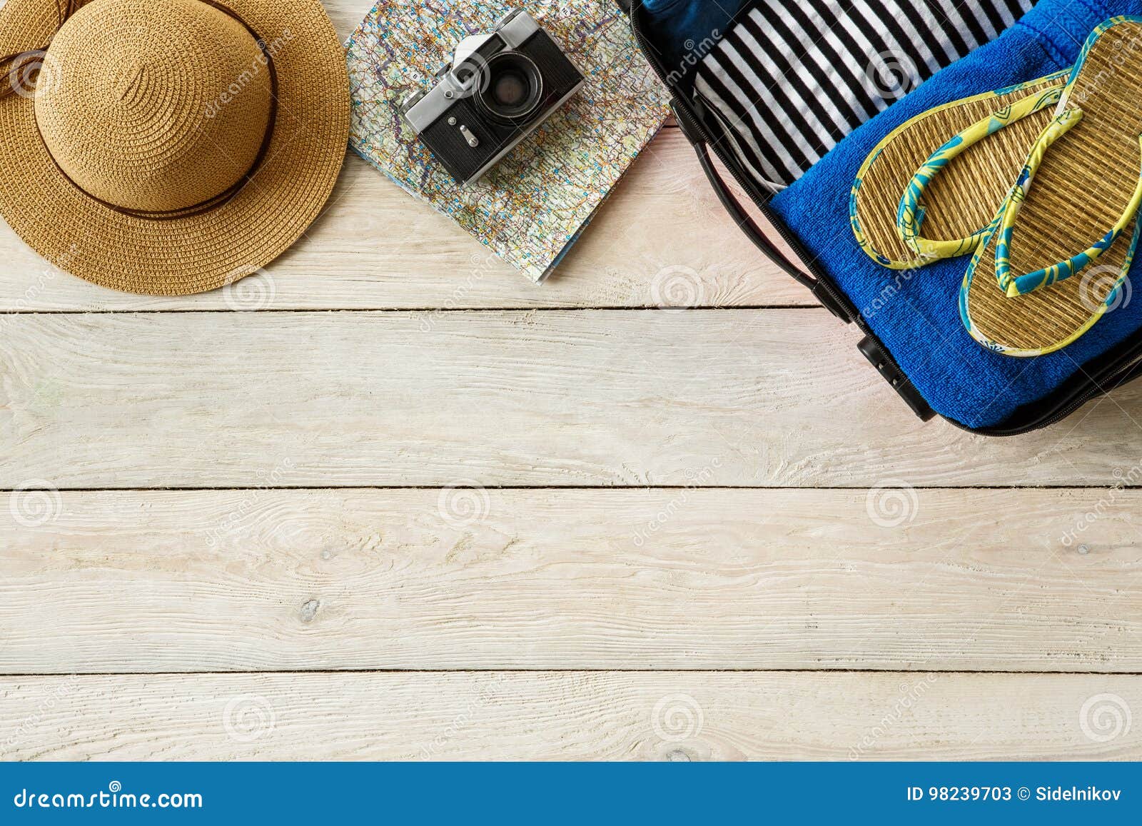 Travel Tourism Objects Isolated Top View Vacation Conecpt Stock Image ...