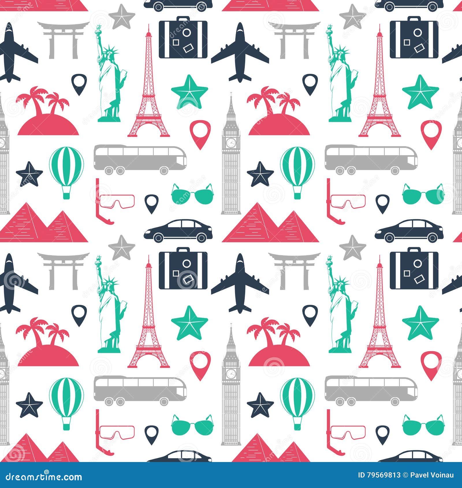 Travel and Tourism Seamless Pattern. Vector Stock Vector - Illustration ...