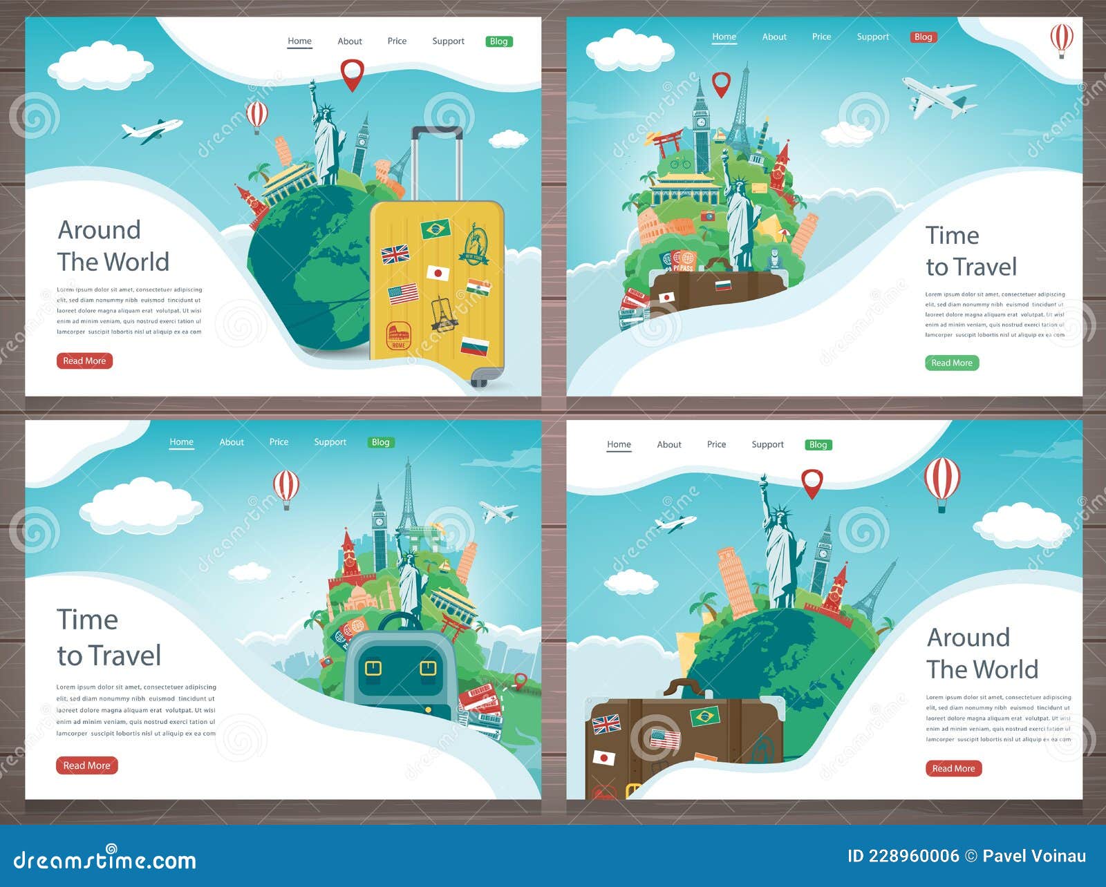 Travel and Tourism Template with Famous Landmarks and Travel Stuff ...