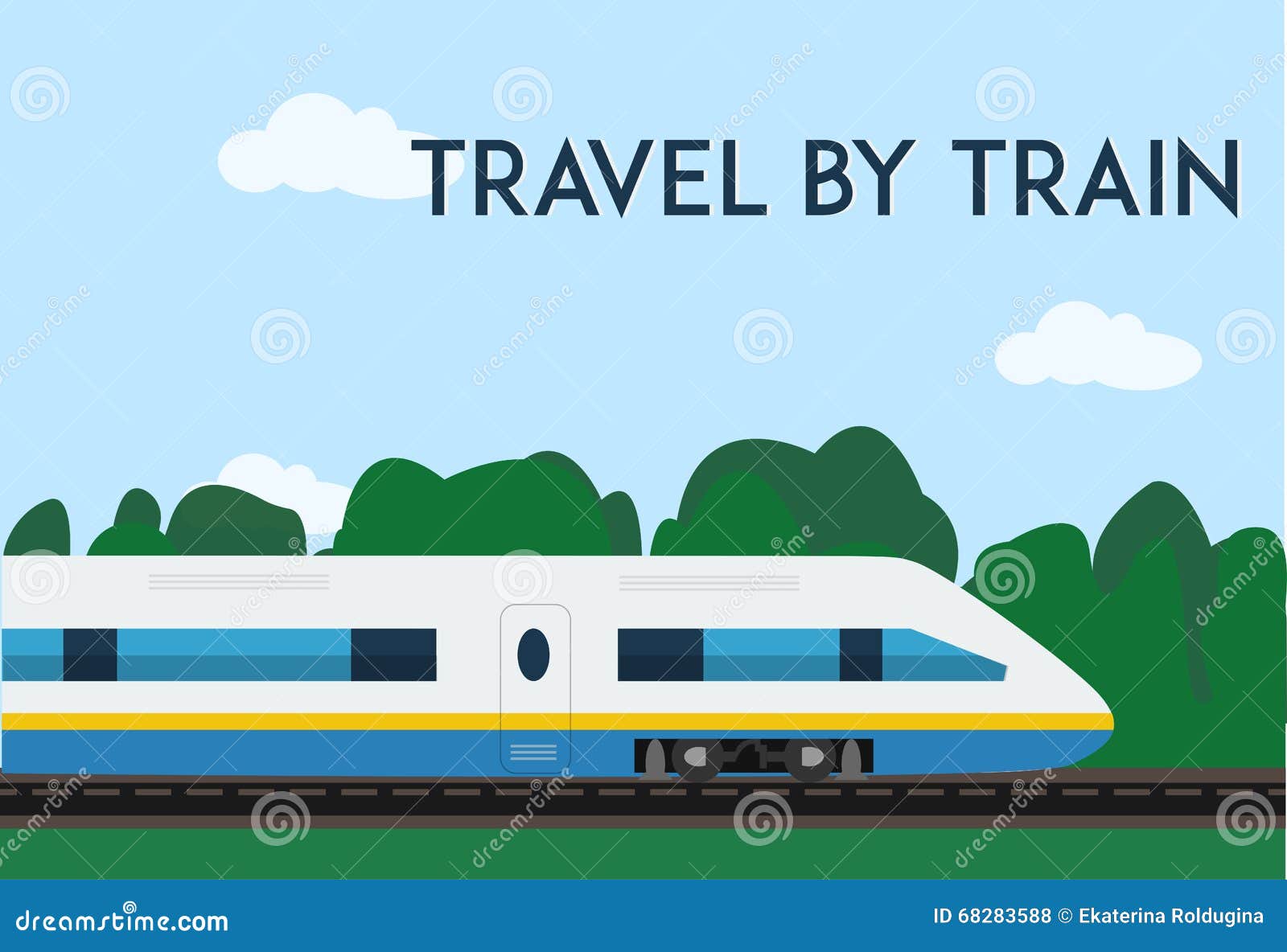 Travel by Train Poster. Minimal Flat Vector Illustration for Web or ...