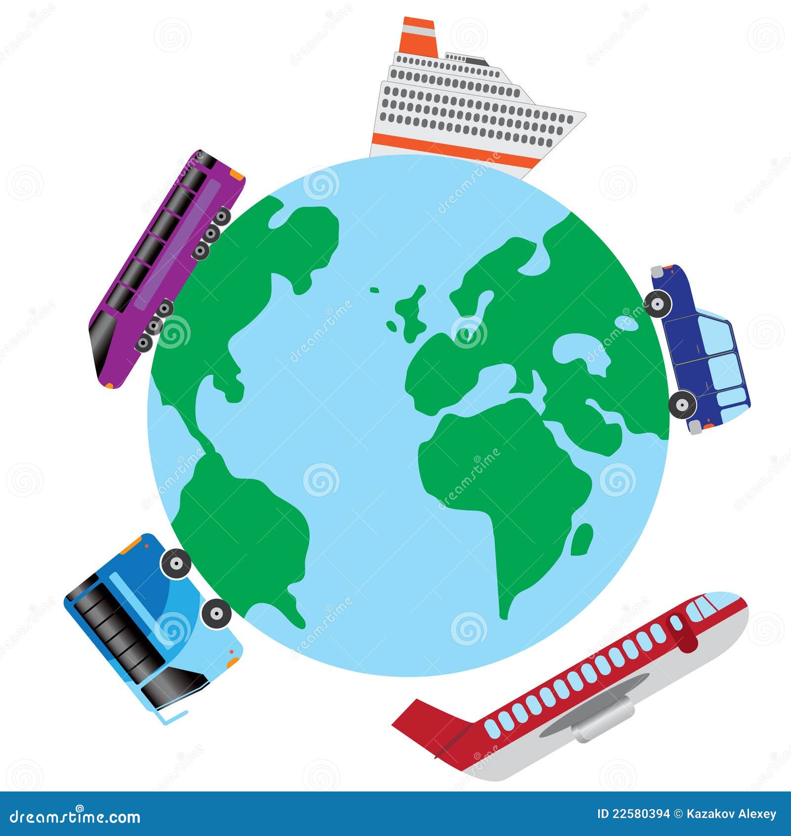 Travel by Transport Around the World. Stock Vector - Illustration of ...