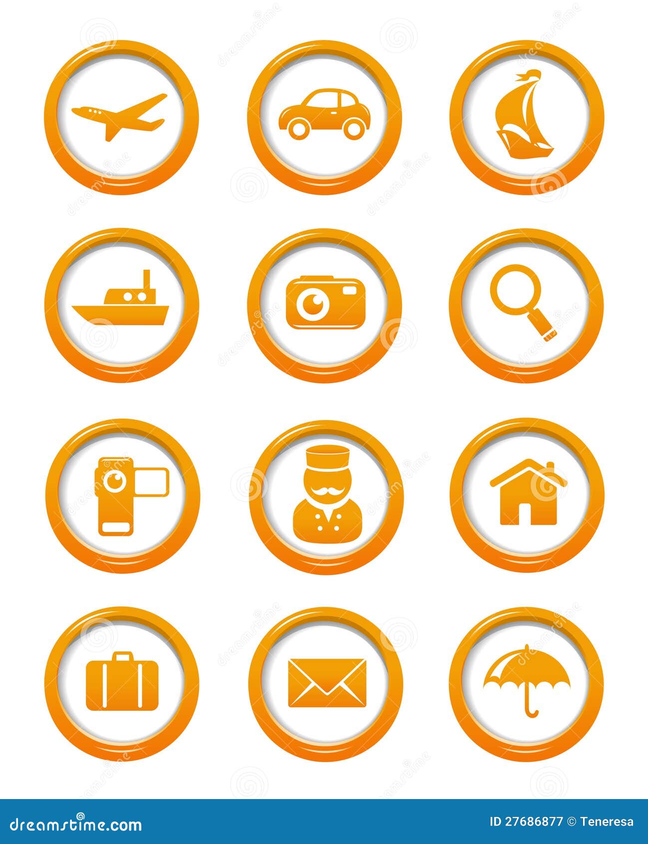 Travel and Transportation Web Buttons Set Stock Vector - Illustration ...