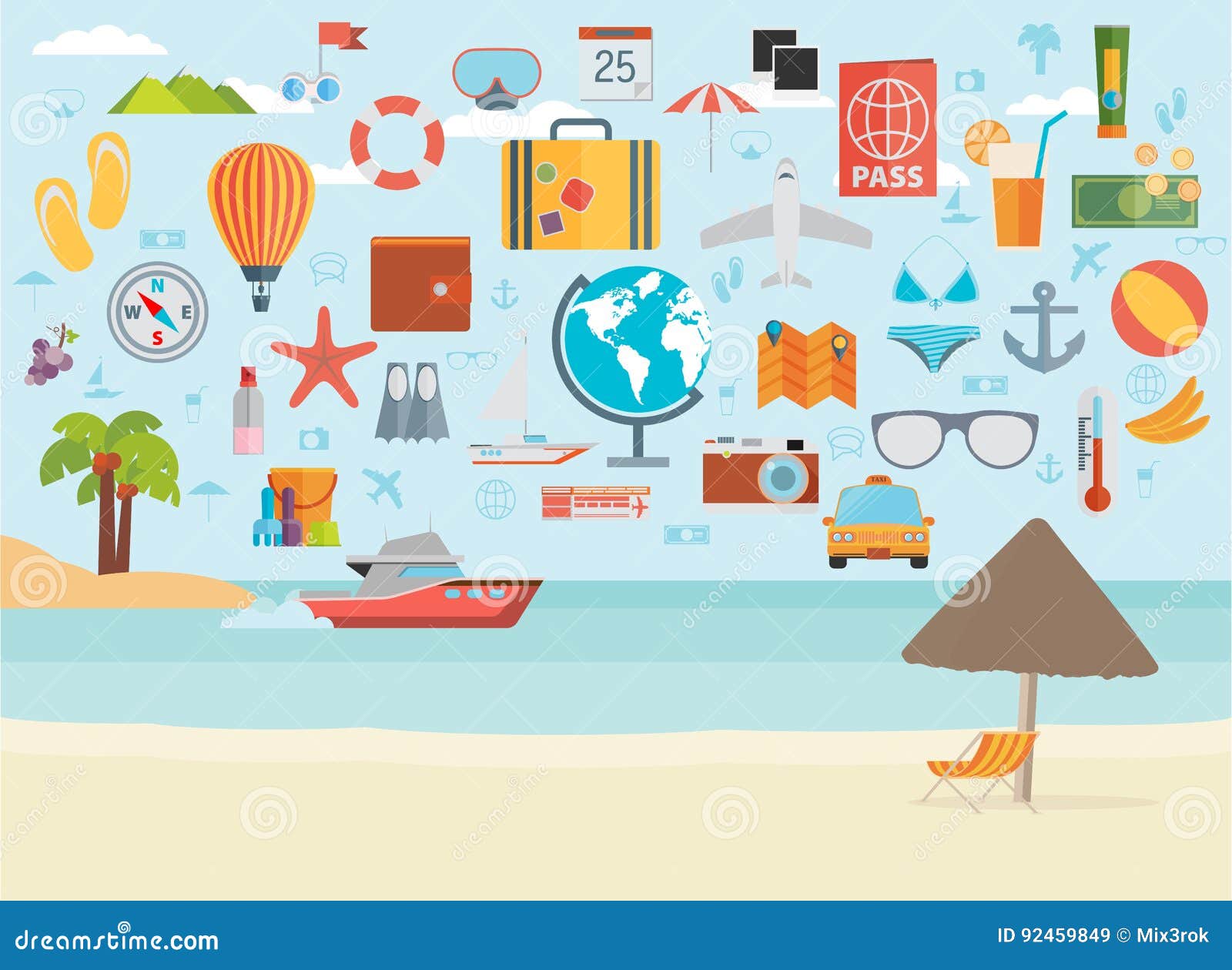 Travel Vacation Flat Design Set. Vector Concept Illustration Stock ...