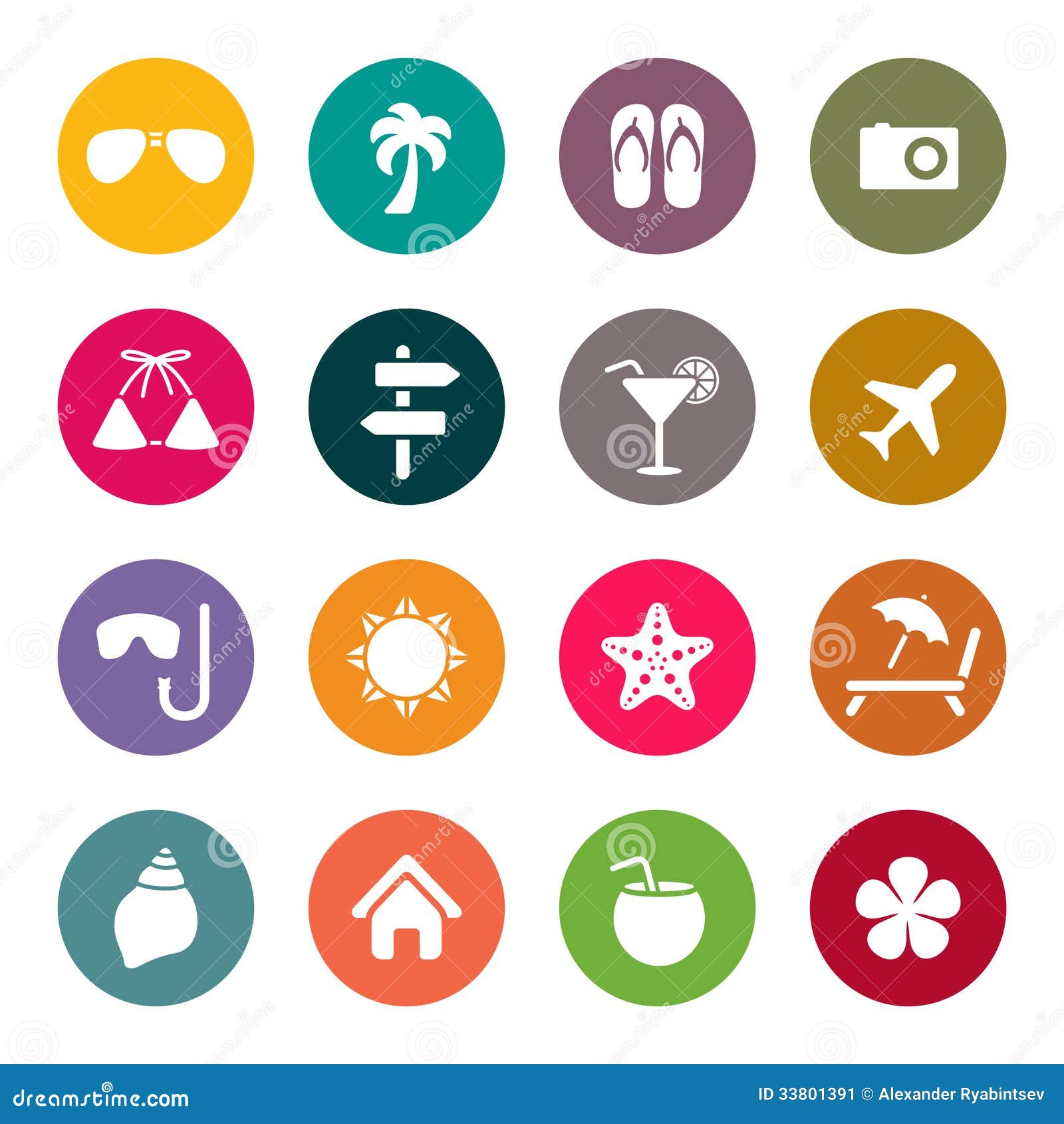 Travel and vacation icons stock vector. Illustration of beach - 33801391
