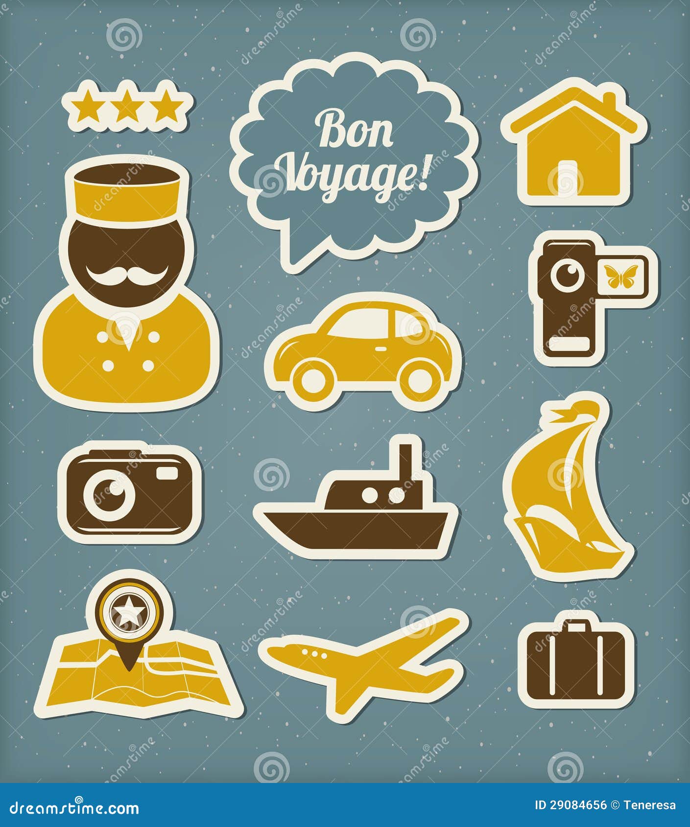 Travel and Vacation Icons Set Stock Vector - Illustration of style ...