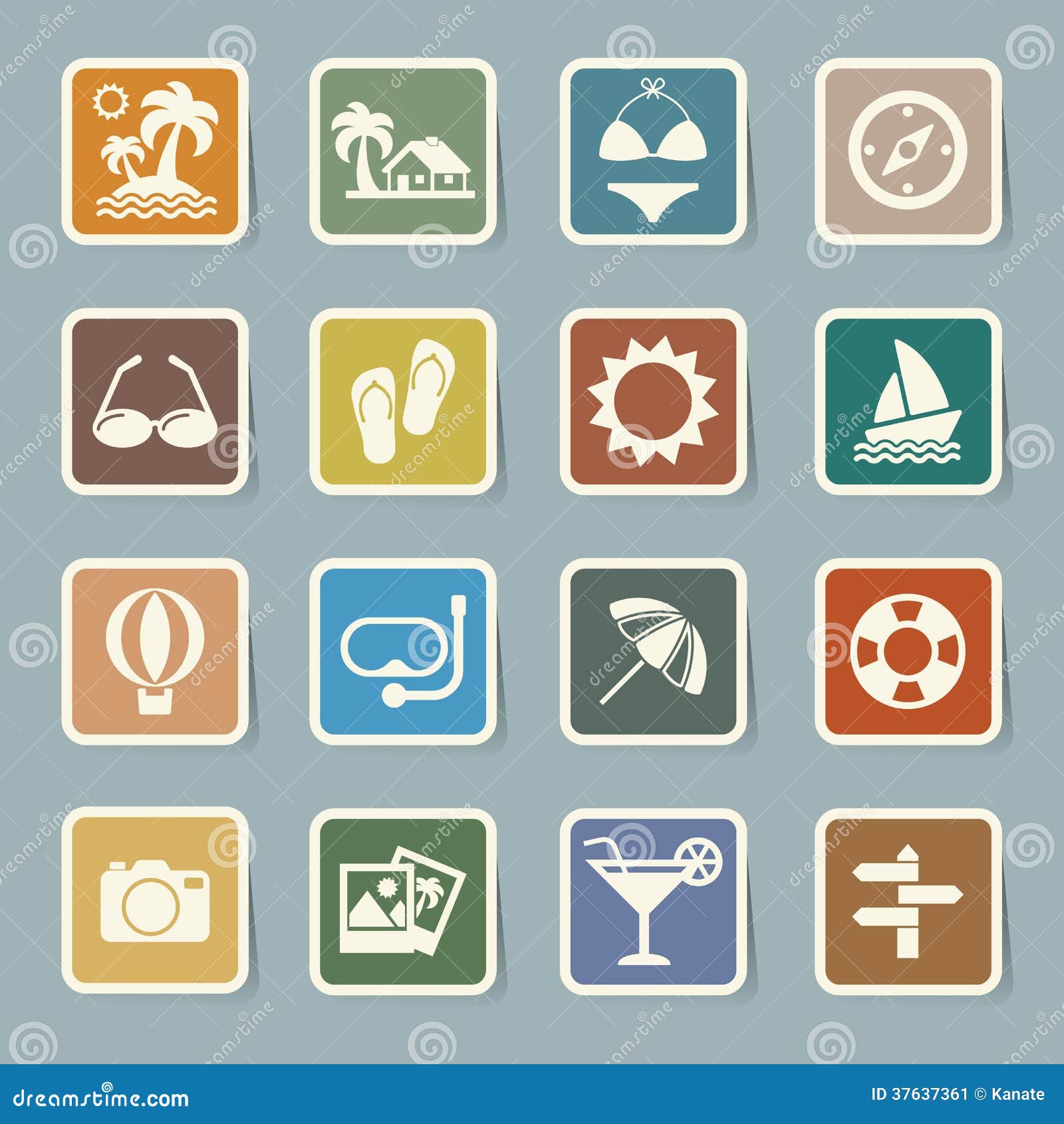 Travel and Vacation Icons Set Stock Vector - Illustration of global ...