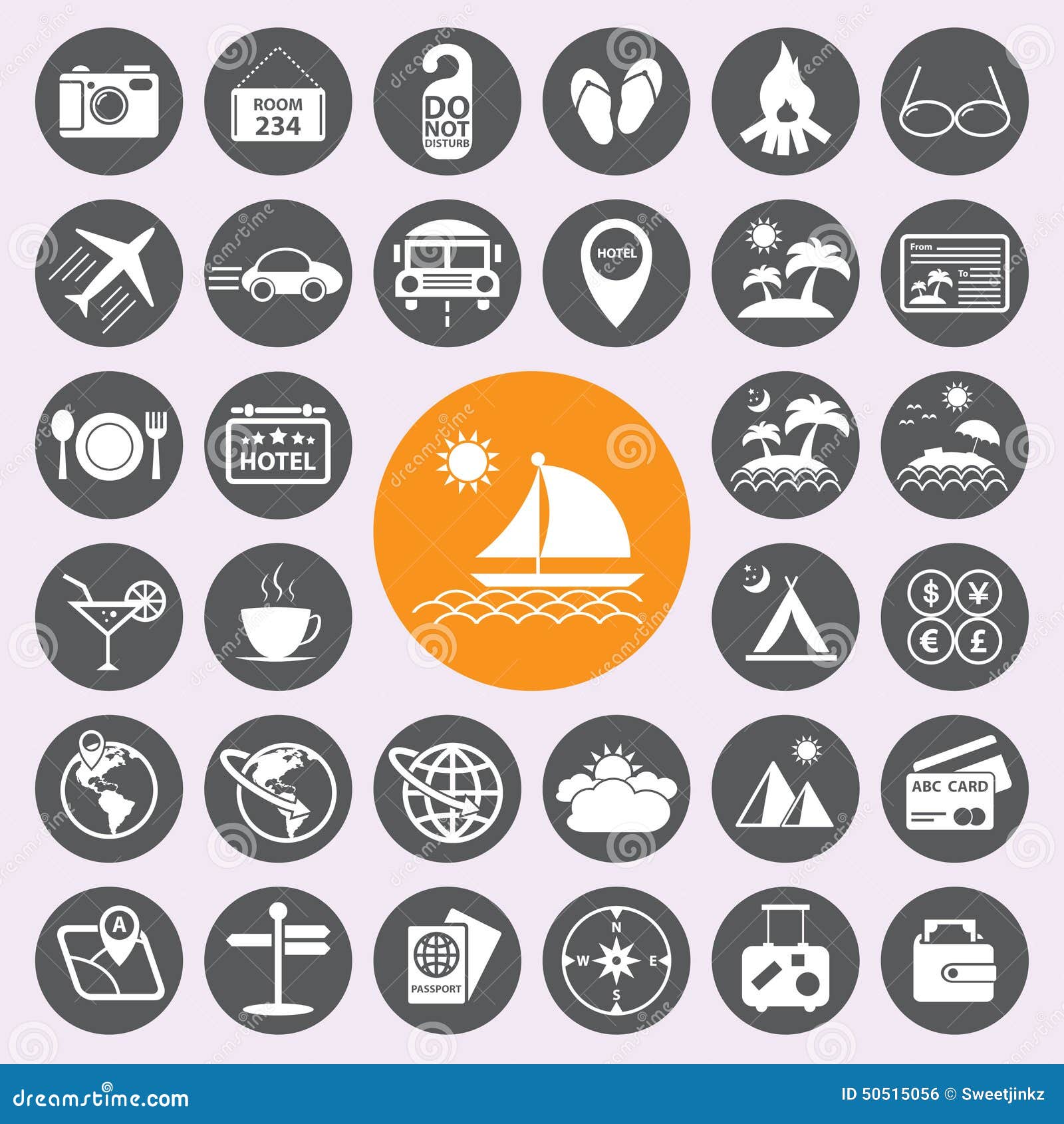 Travel and Vacation Icons Set.vector/eps10. Stock Vector - Illustration ...