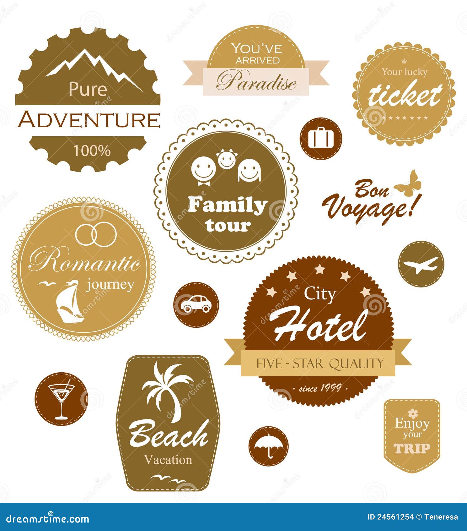 Travel and Vacation Labels, Badges and Emblems Stock Vector ...