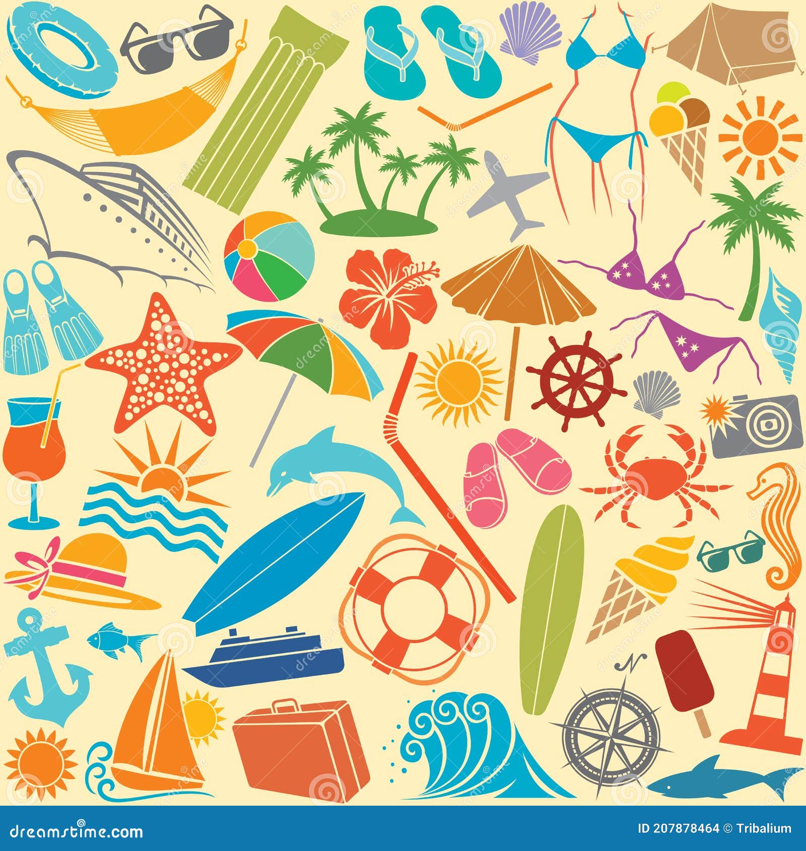 Travel Vacation and Summer Pattern Vector Illustration Stock Vector ...