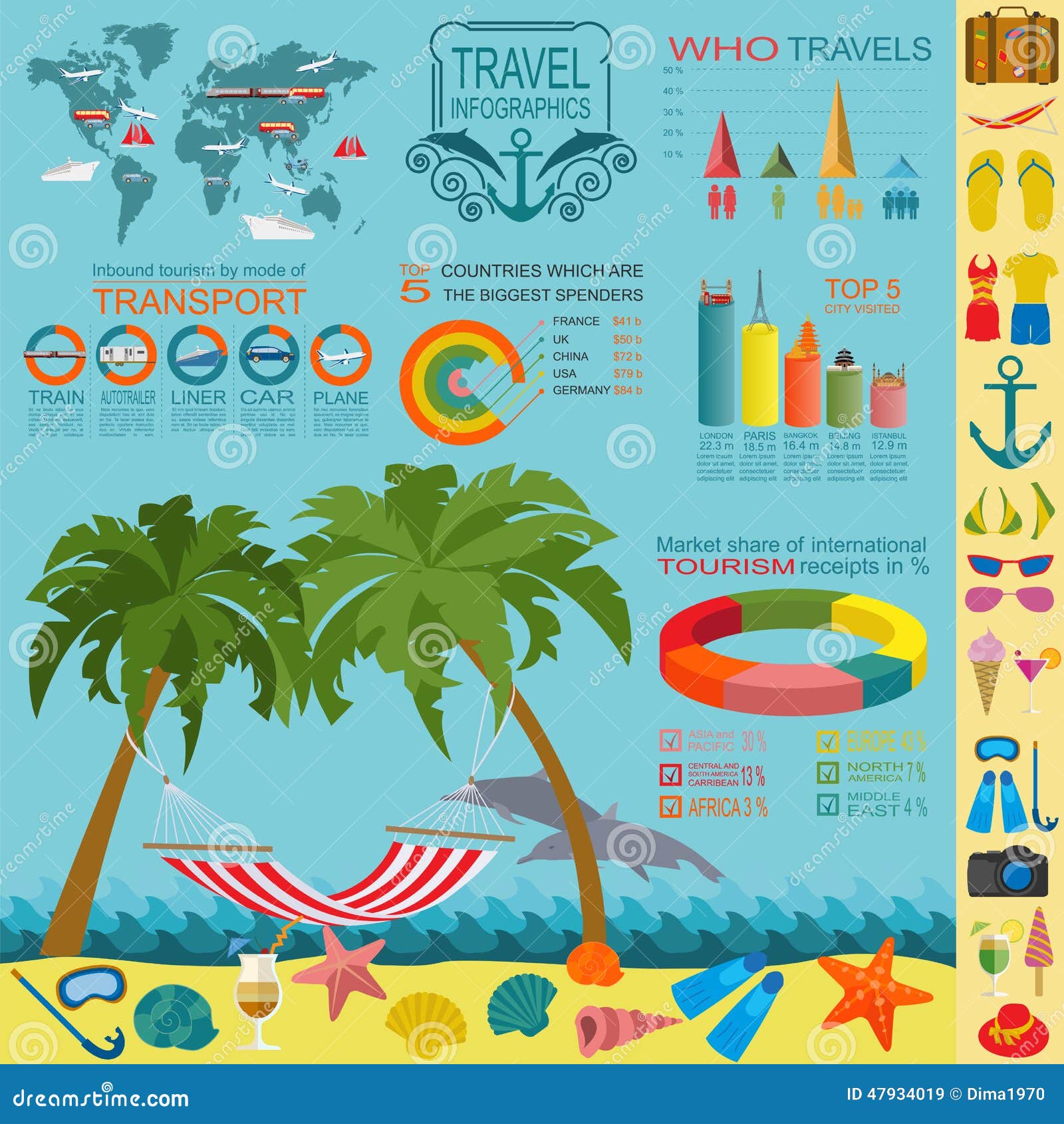 Travel. Vacations. Beach Resort Infographics Stock Vector ...