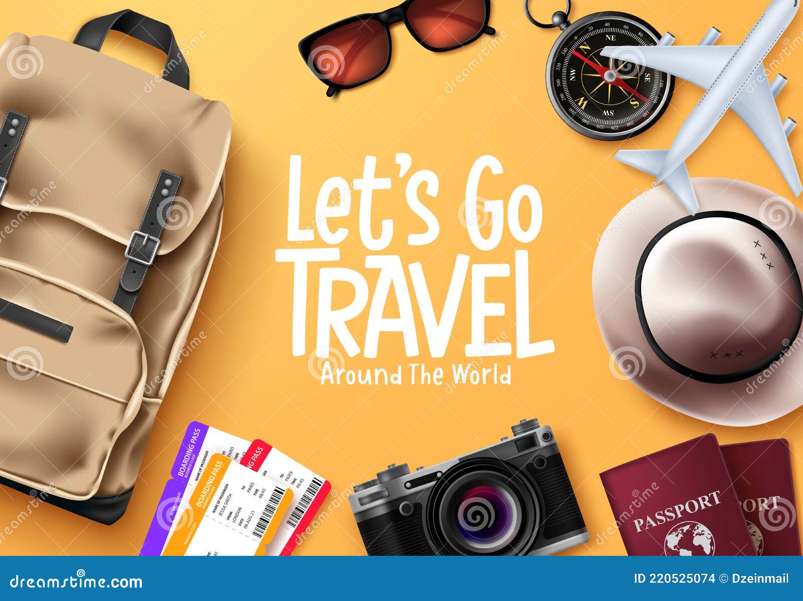 Travel Vector Background Design. Let`s Go Travel Around the World Text ... Travel Vector Background Design. Let`s Go Travel Around the World Text ...