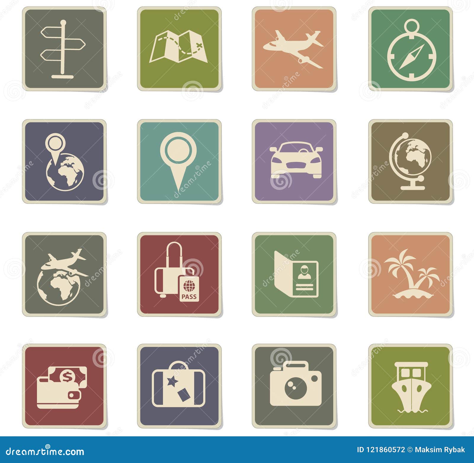 Travel icon set stock vector. Illustration of suitcase - 121860572