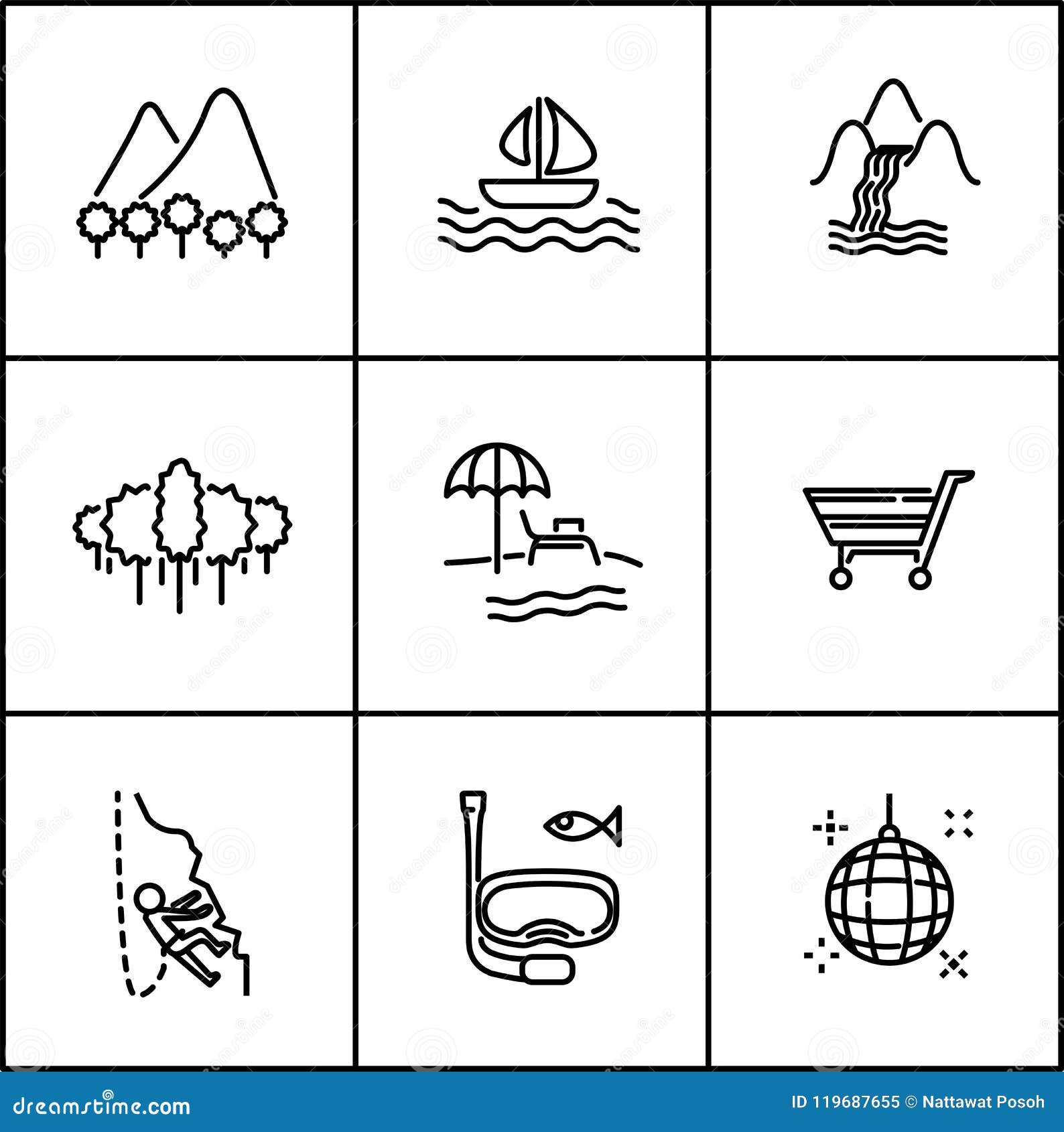 Travel Vector Line Icon Flat Style on White Background Stock Vector ...