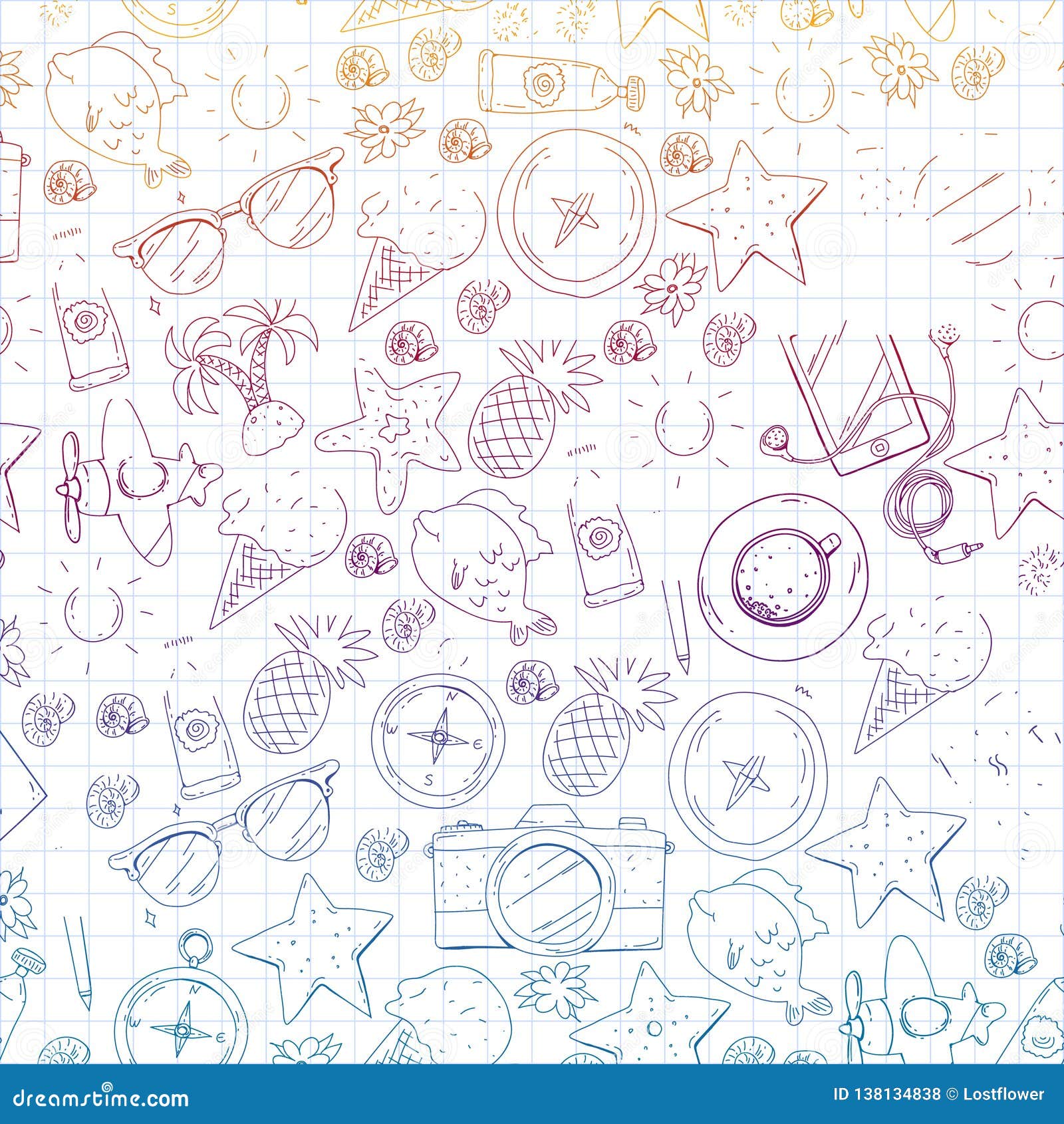 Travel Vector Pattern. Adventure, Beach, Tropical Design. Stock Vector ...