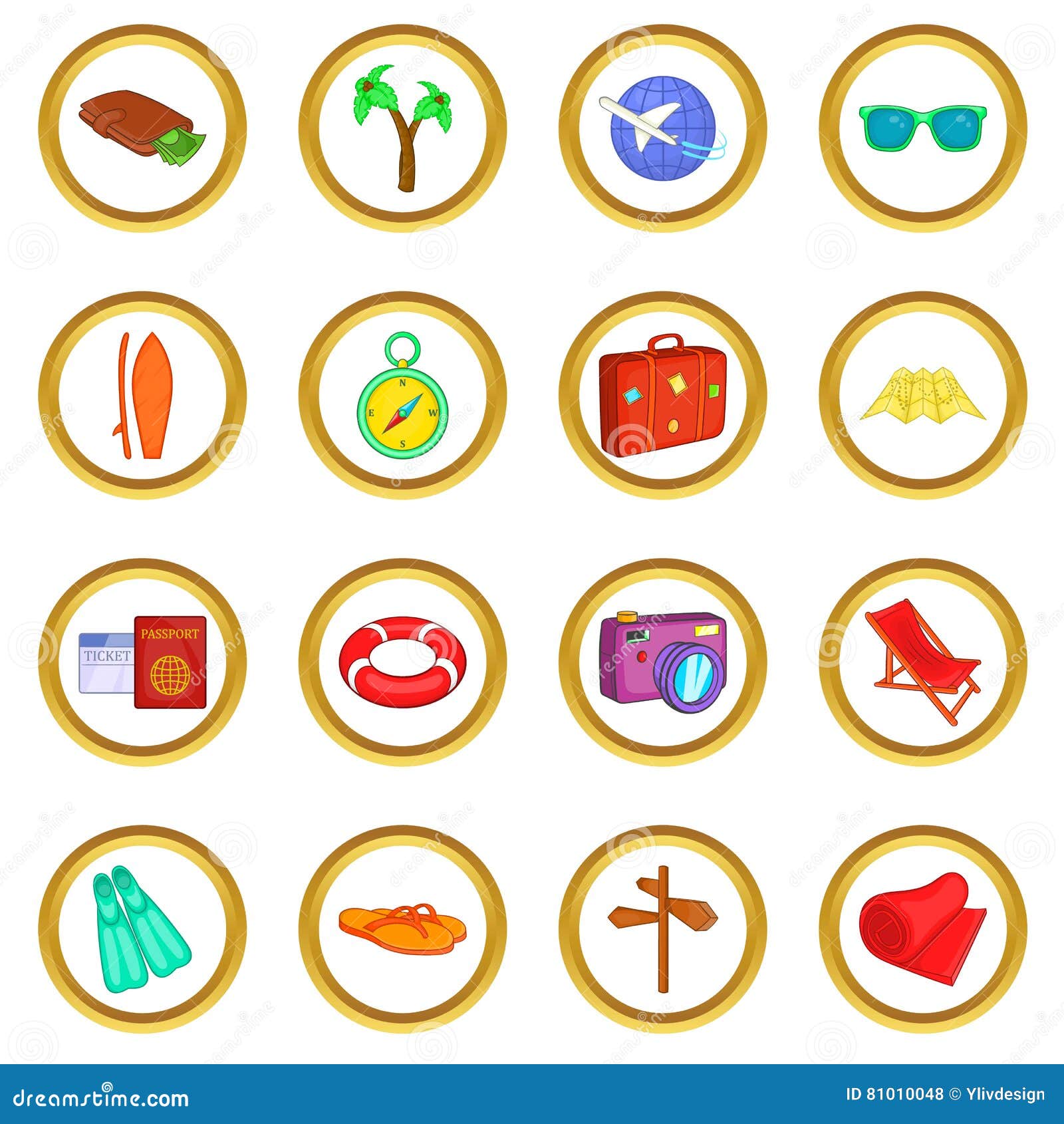 Travel Vector Set, Cartoon Style Stock Vector - Illustration of luggage ...