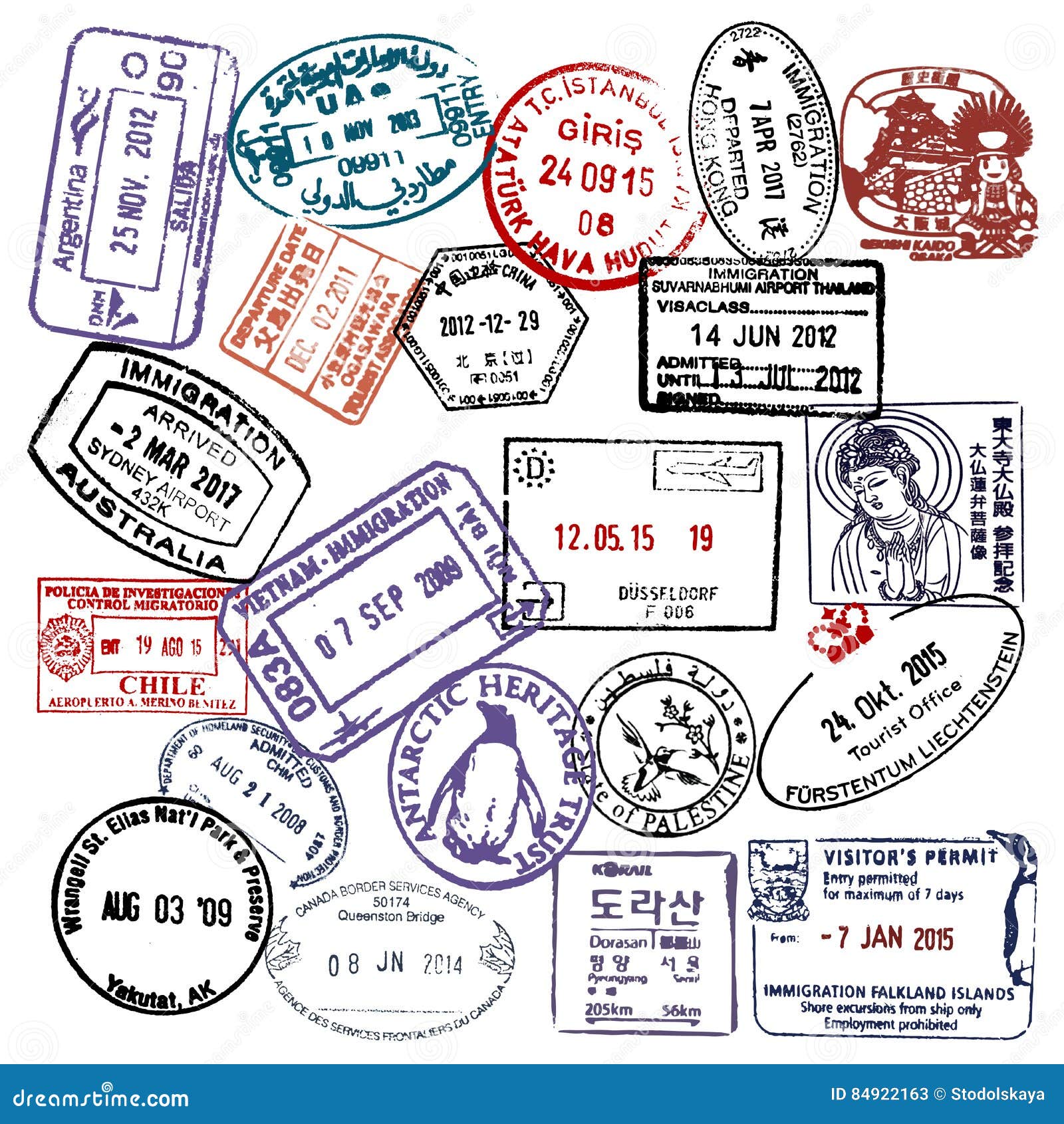 Travel and Visa Passport Stamps Stock Vector - Illustration of stamp ...