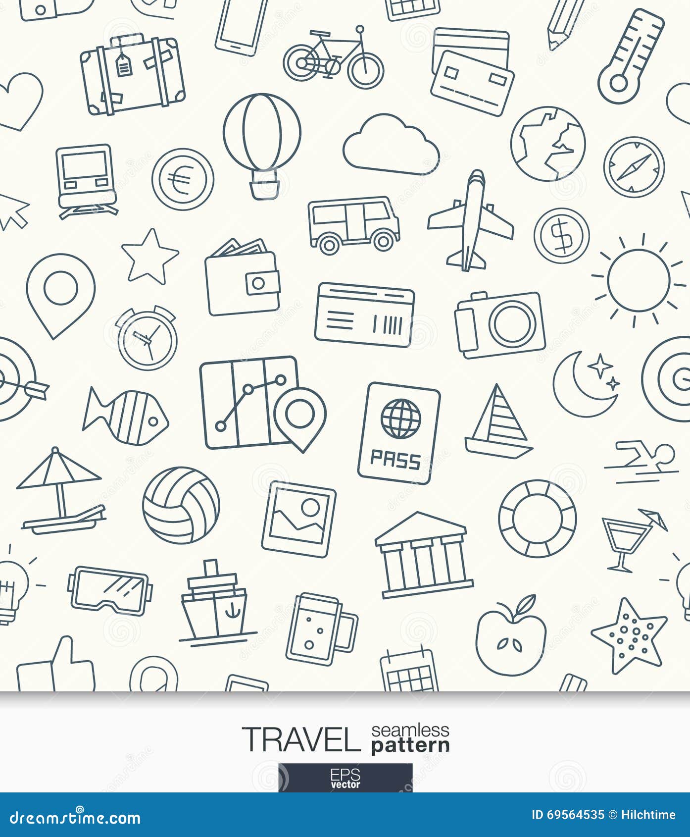 Travel Wallpaper. Black and White Trip Seamless Pattern Stock Vector ...