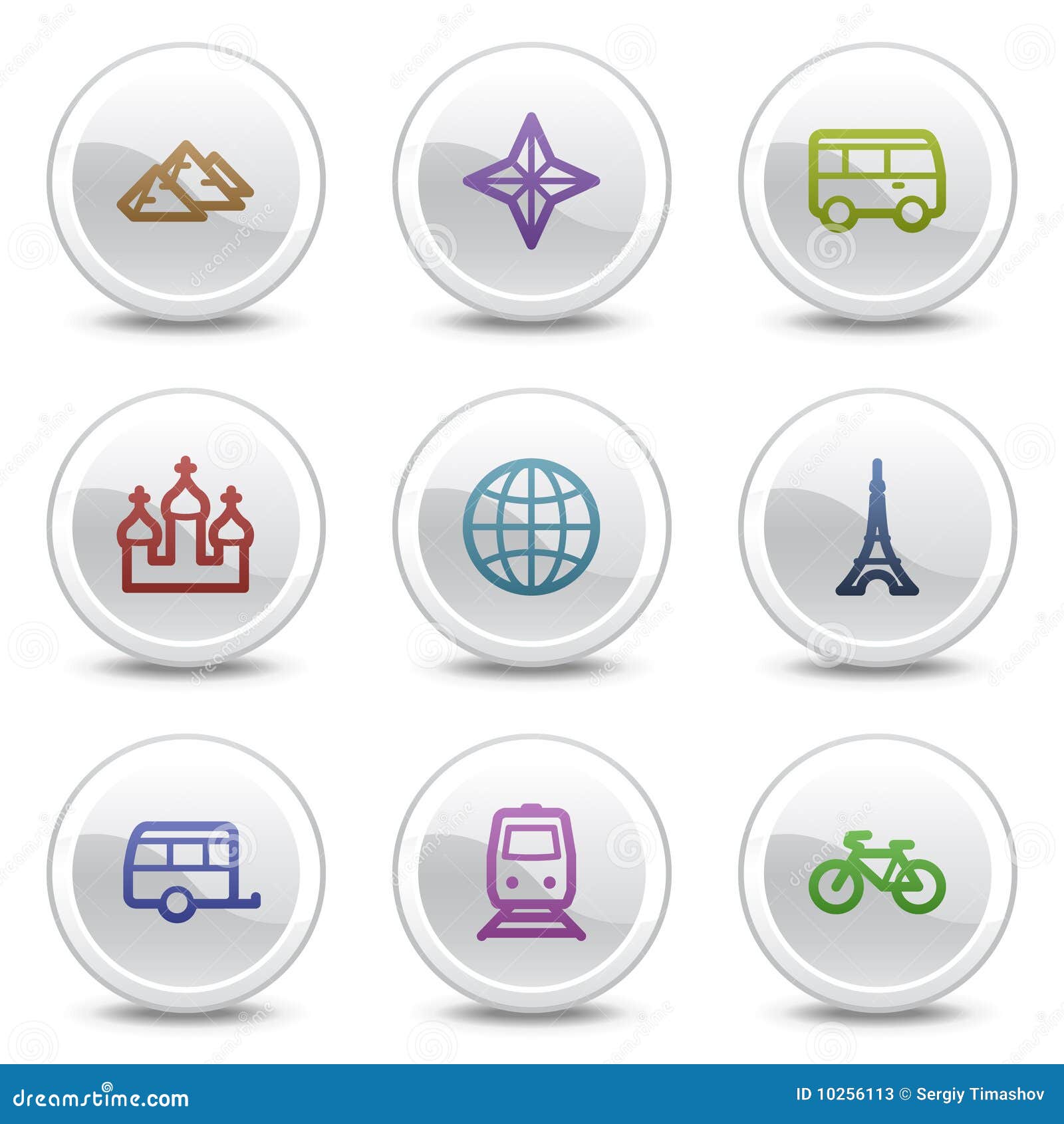 Travel Web Colour Icons Set 2, Circle Buttons Stock Vector ...