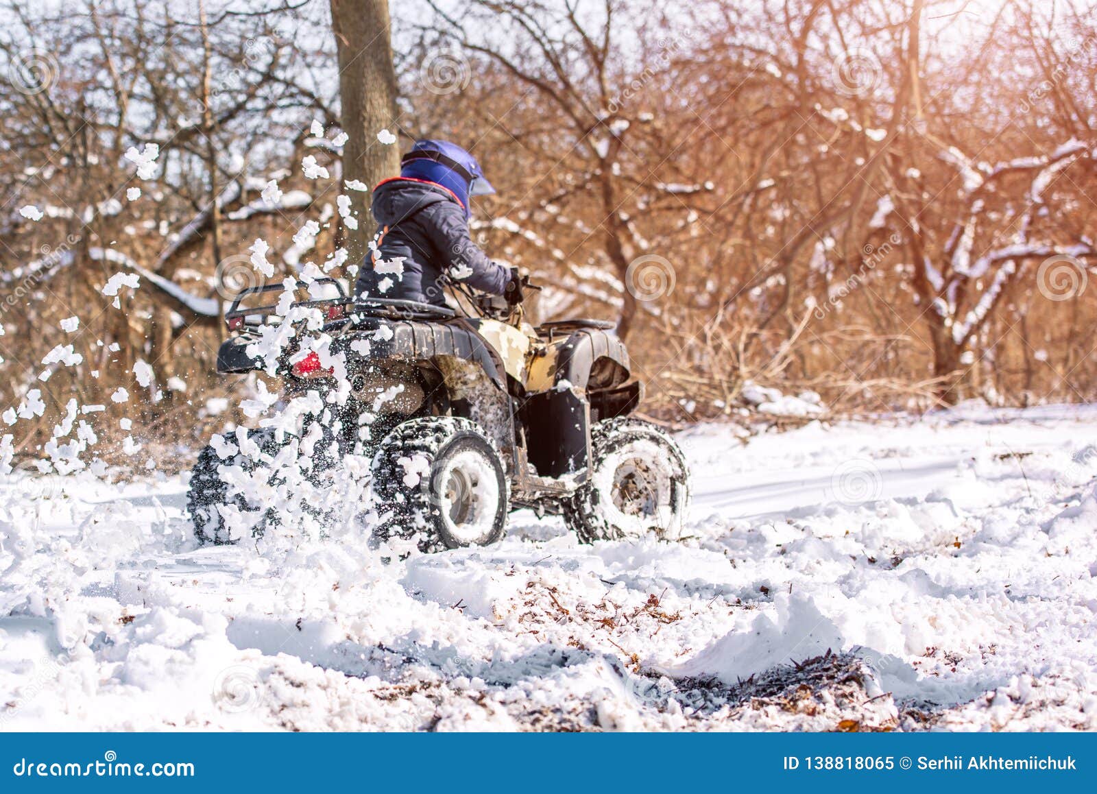 Travel in the Winter on the ATV. Beautiful Winter Nature Stock Image ...