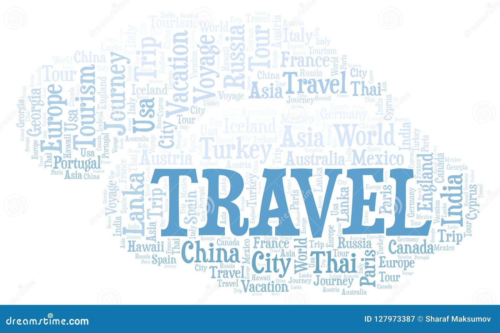 Travel word cloud. stock illustration. Illustration of greeting - 127973387