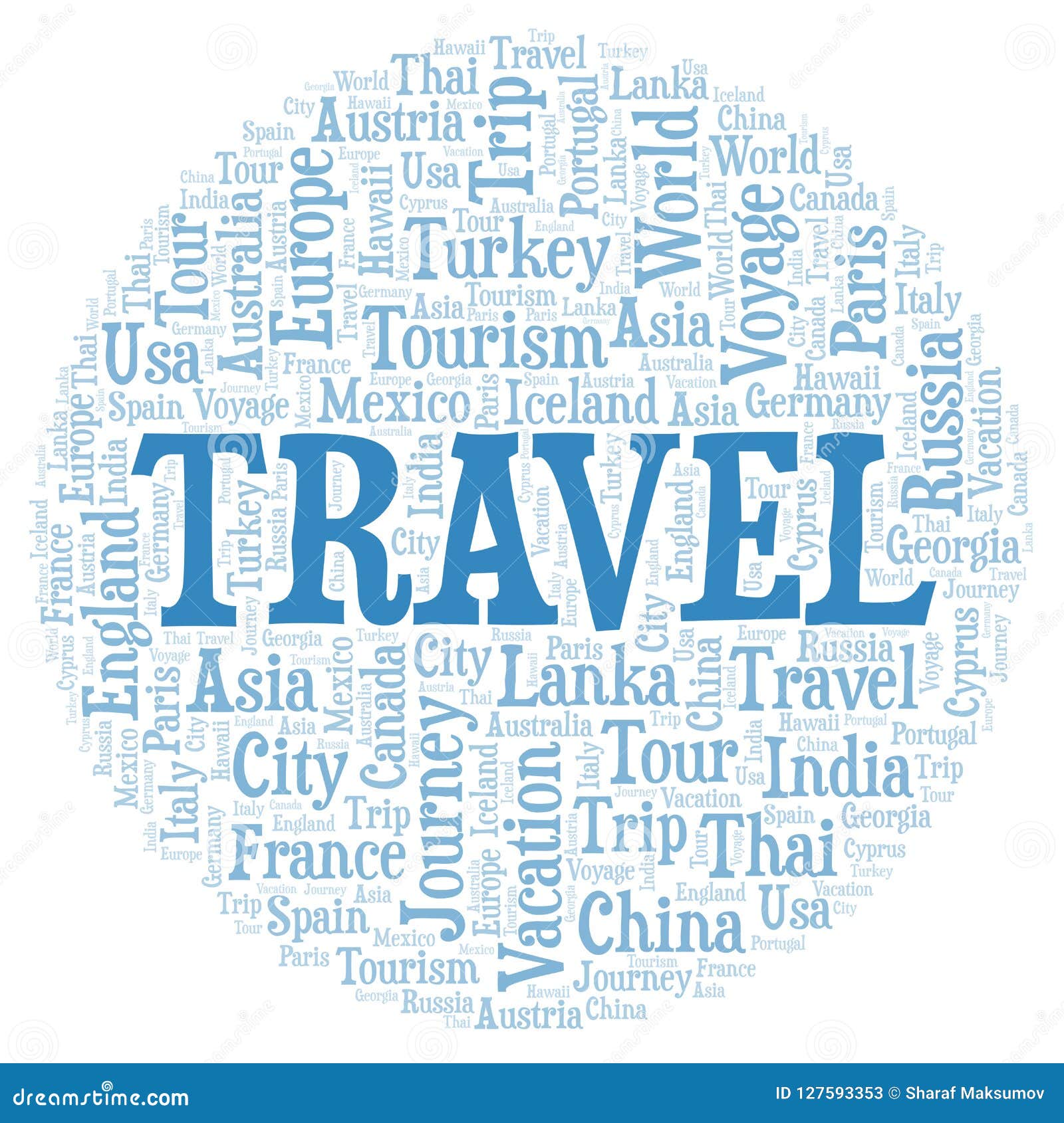 Travel word cloud. stock illustration. Illustration of tagcloud - 127593353