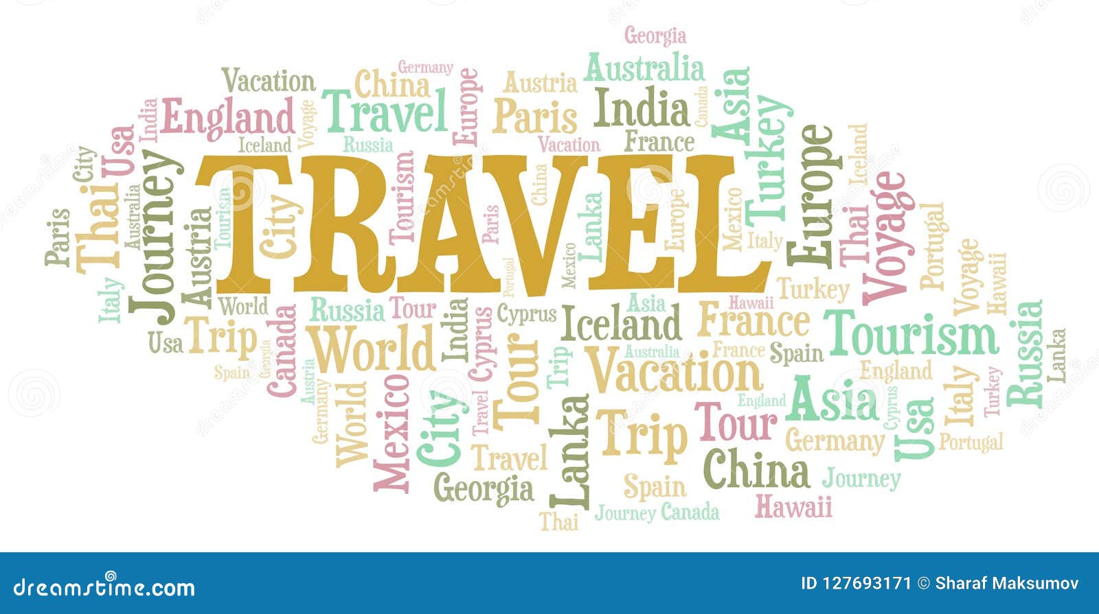 Travel word cloud. stock illustration. Illustration of poster - 127693171
