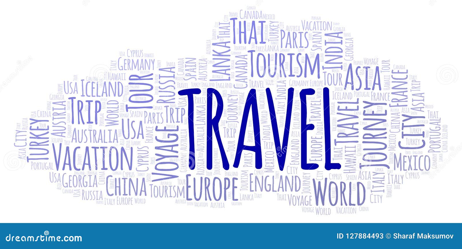 Travel word cloud. stock illustration. Illustration of travel - 127884493