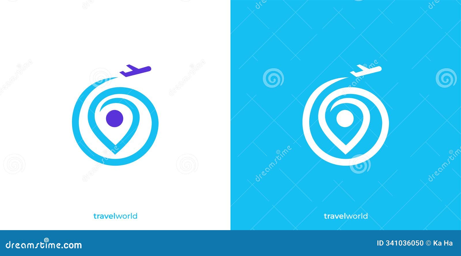 Travel World Logo. Pin, Map, Location and Airplane with Minimalist ...