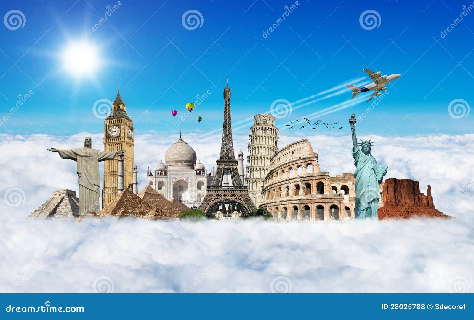 Travel the World Monument Concept Stock Illustration - Illustration of ...