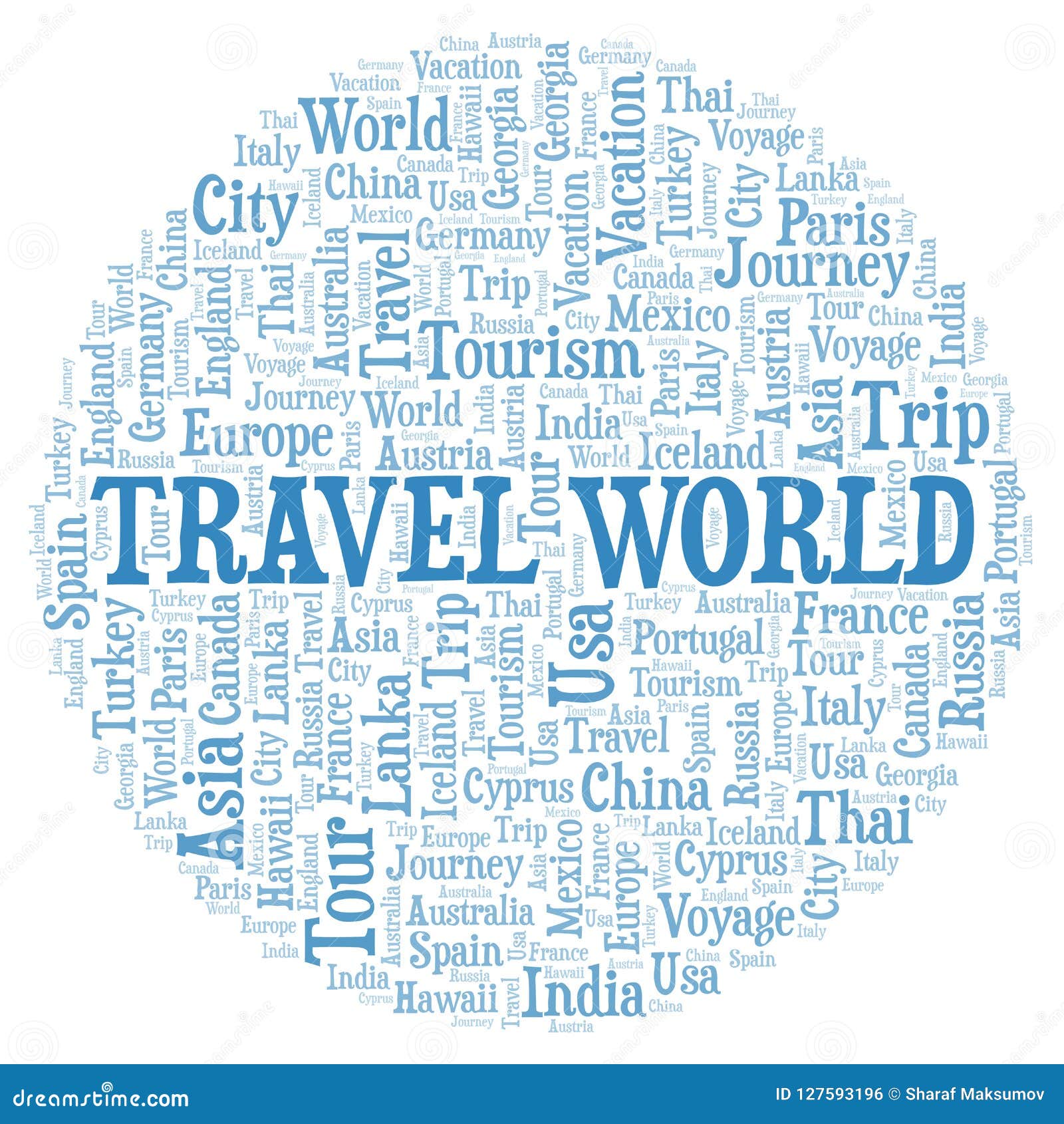 Travel World word cloud. stock illustration. Illustration of adventures ...