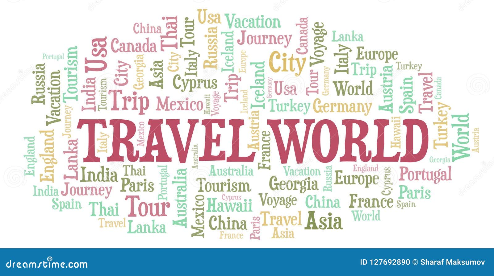 Travel World word cloud. stock illustration. Illustration of tour ...