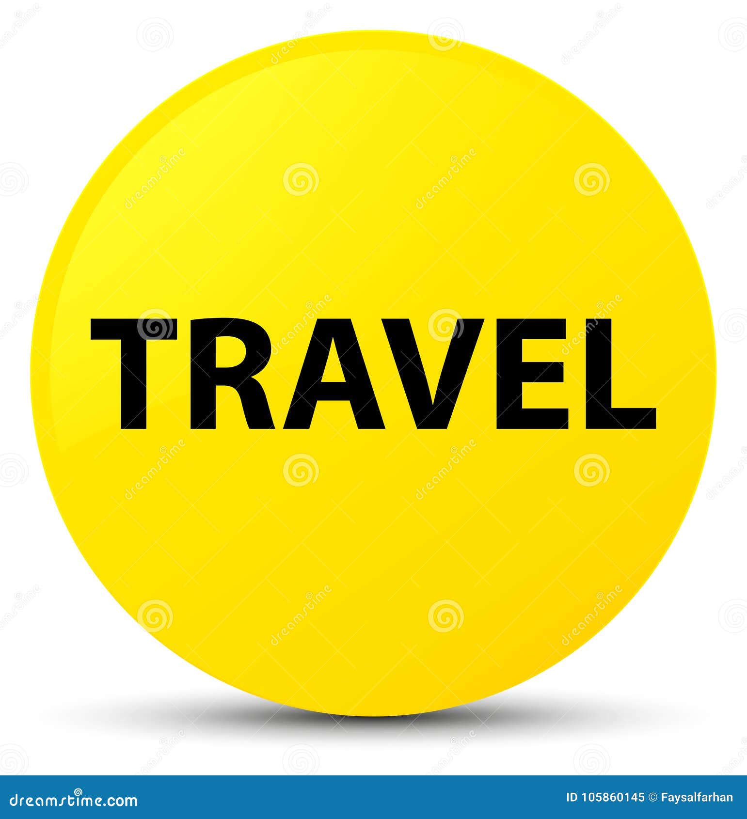 Travel yellow round button stock illustration. Illustration of text ...
