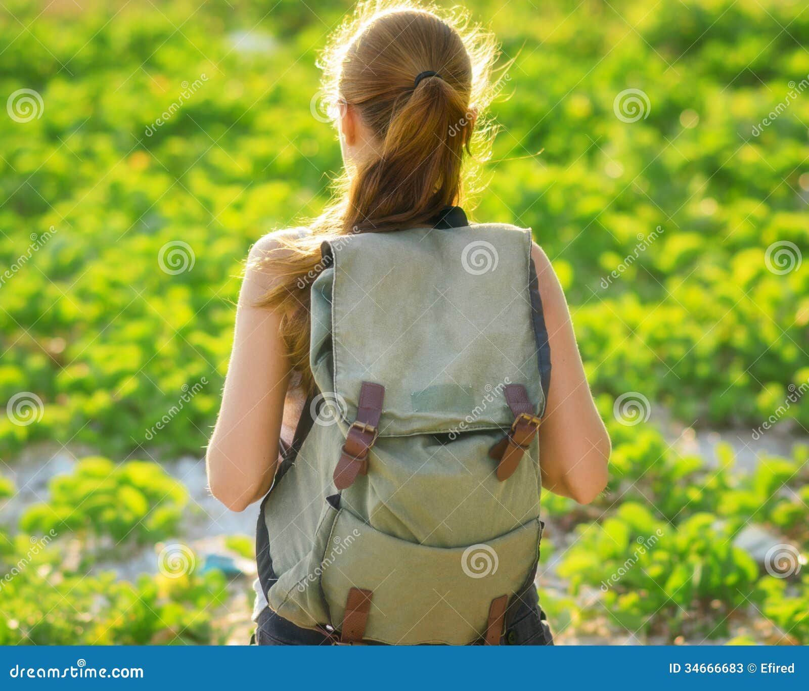 Young Woman Hiking with Backpack Stock Image - Image of landscape ...