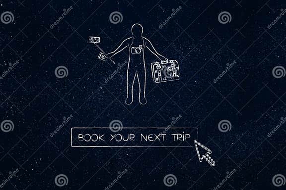 Traveler Above Button with Text and Cursor Stock Illustration ...