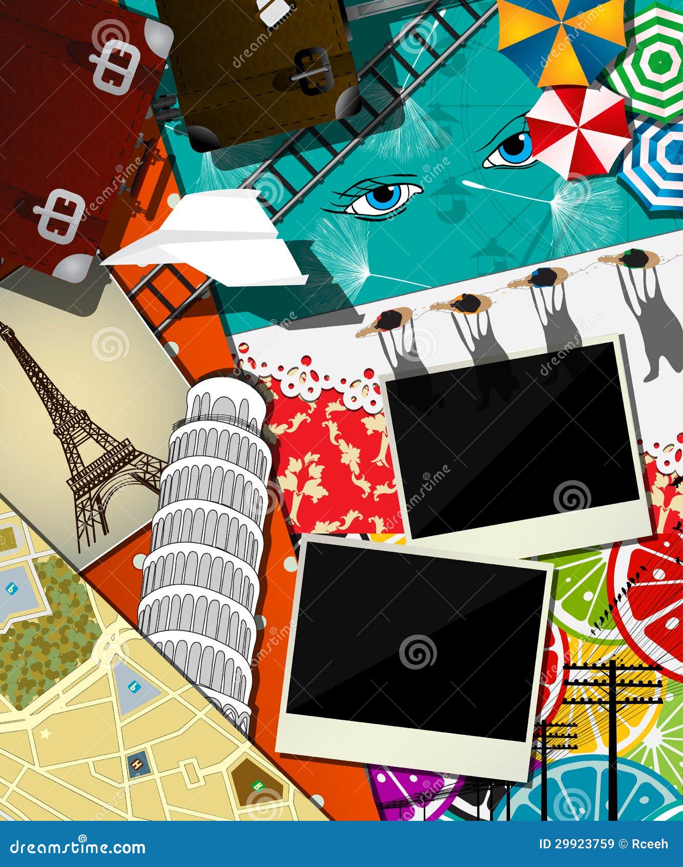 Travel abstract collage stock vector. Illustration of collection - 29923759