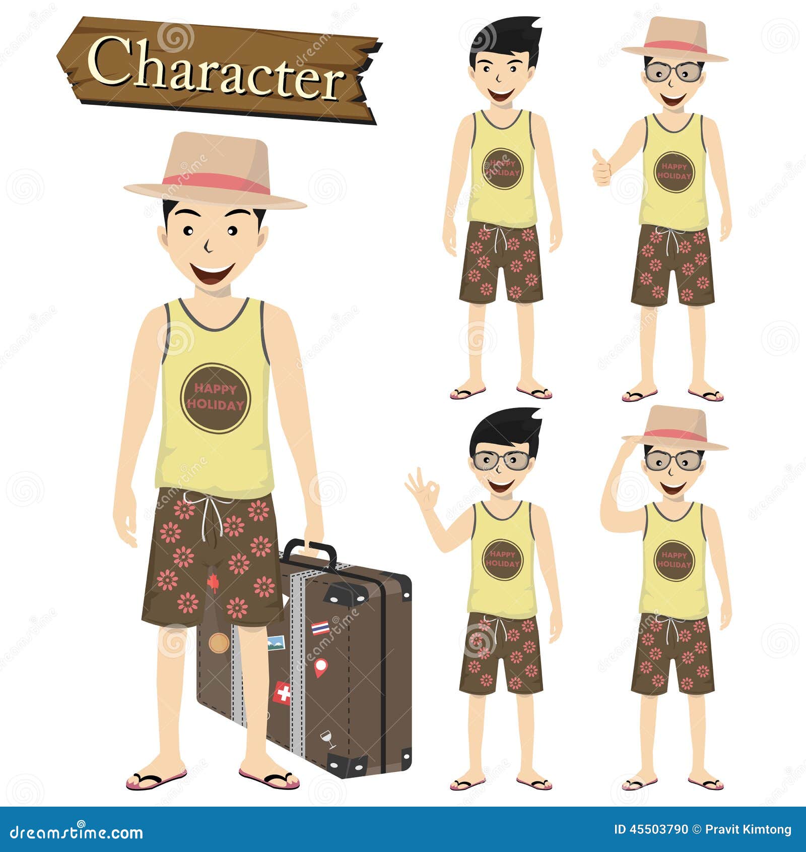 Traveler Character Set Vector Illustration Stock Vector - Illustration ...