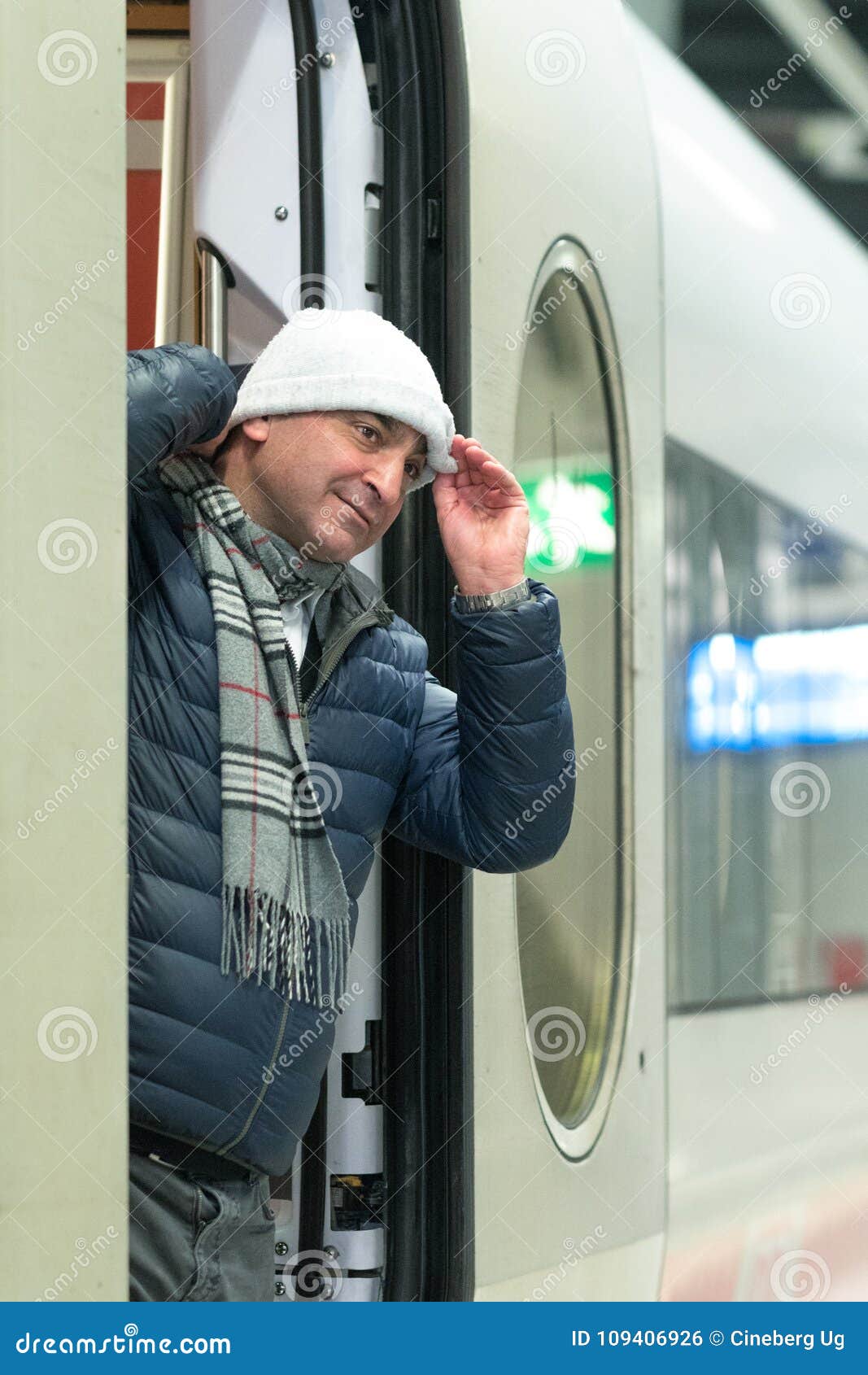 Traveler Getting Off the Train Stock Photo - Image of male, leaving ...