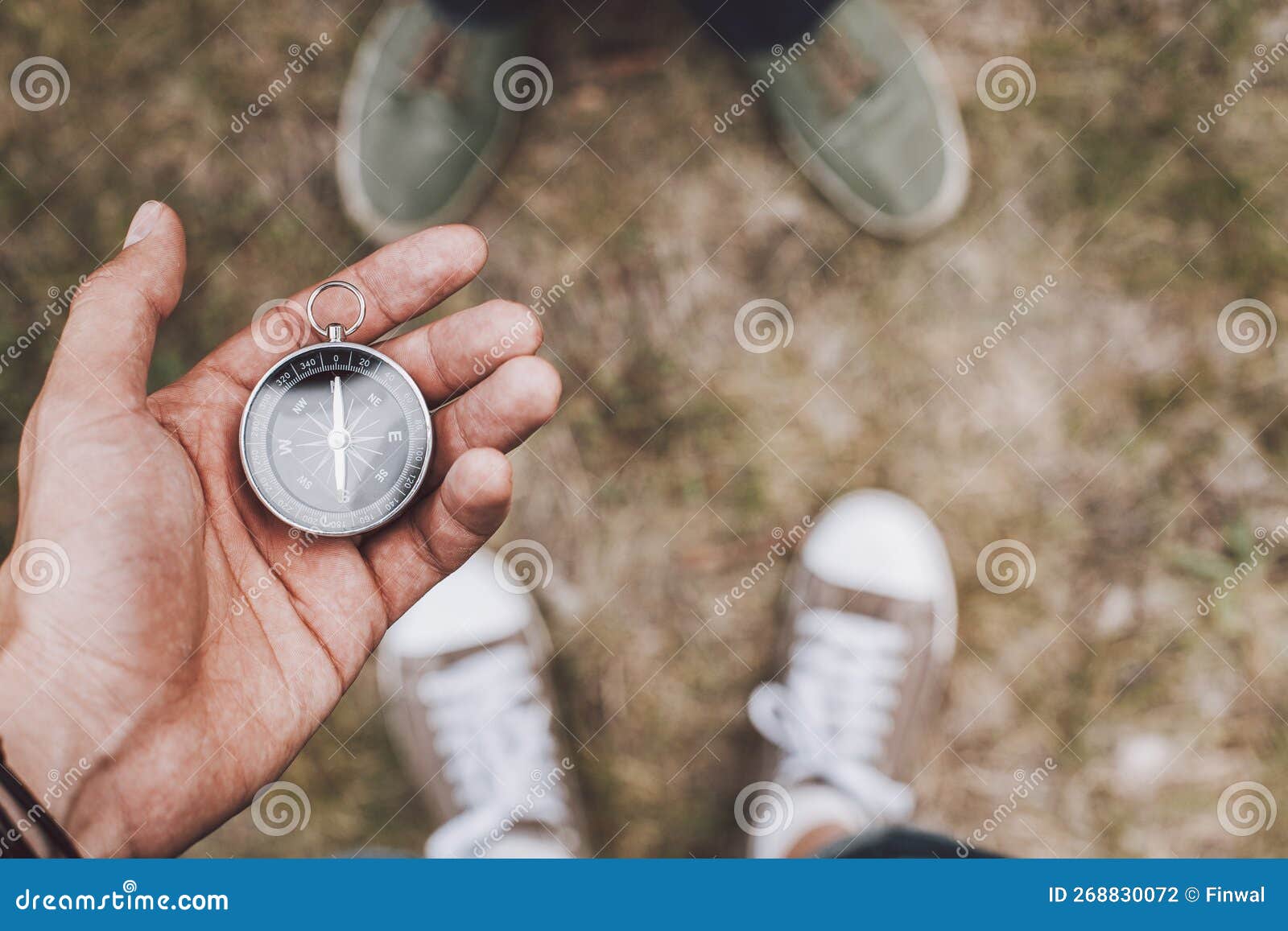 Traveler Holding Compass in Hand Stock Photo - Image of nature ...
