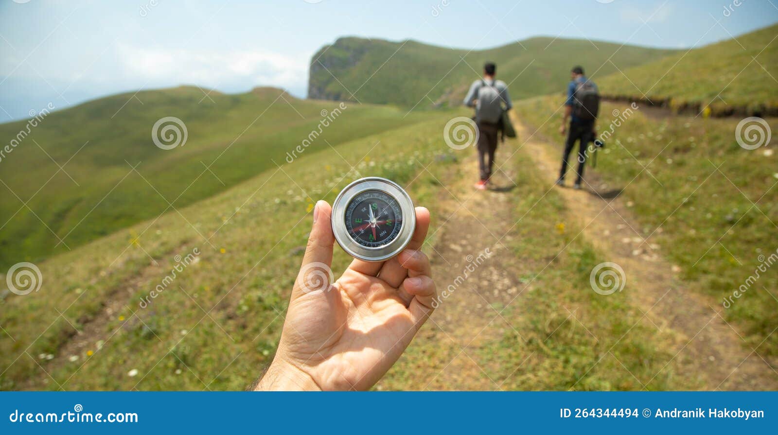 Traveler Holding Compass in Nature Background Editorial Stock Image ...