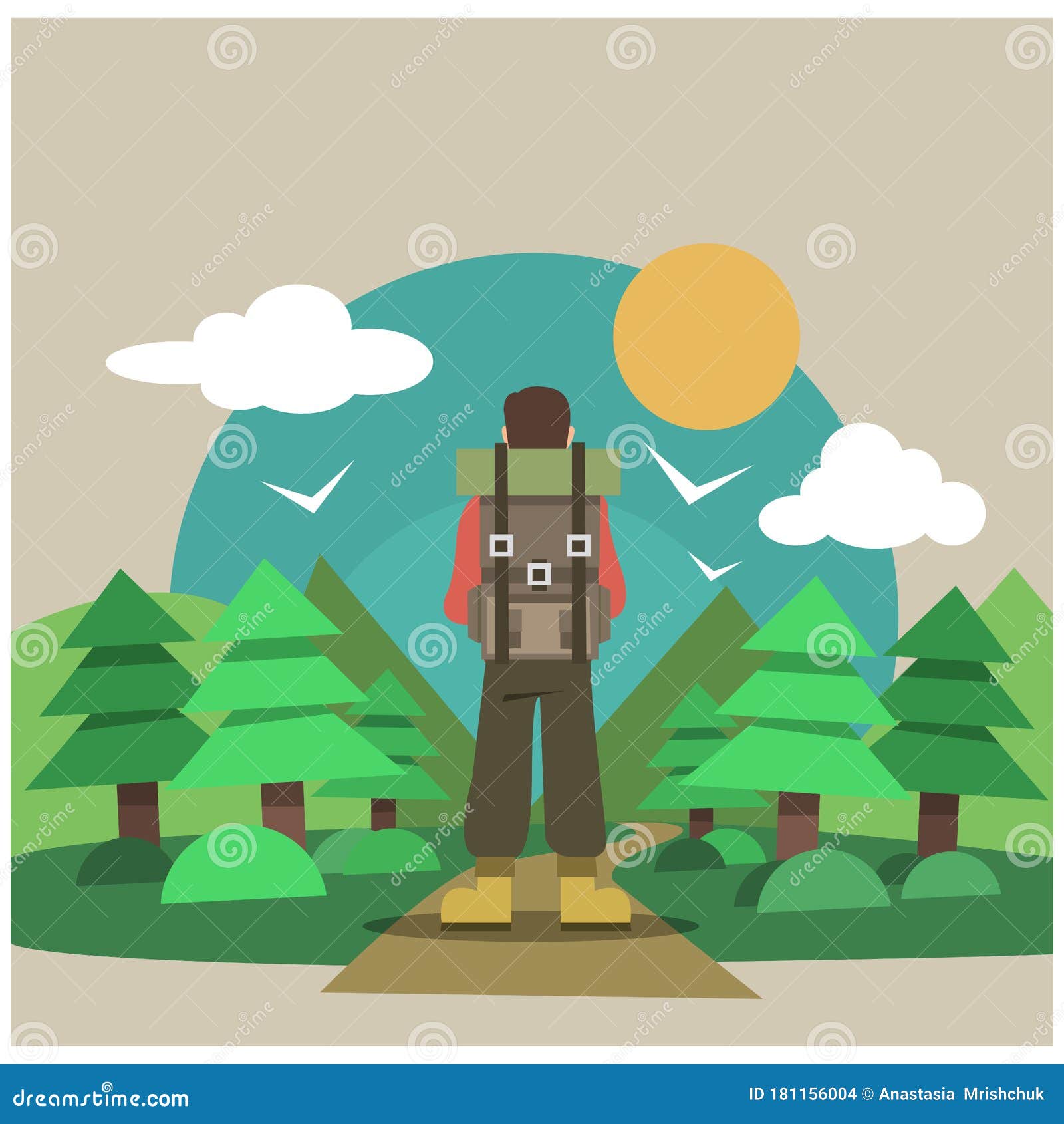 Traveler Logo with Backpack. Vector Illustration Stock Illustration ...