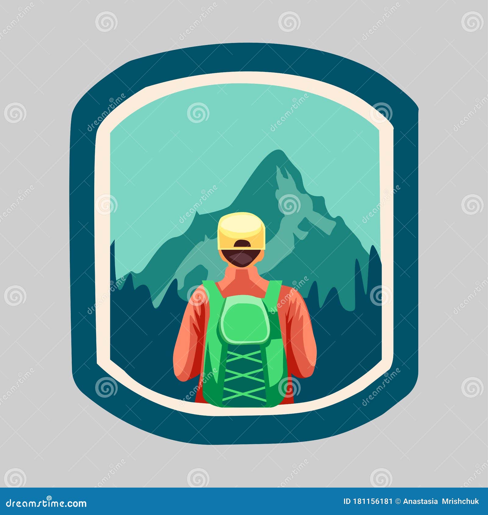 Traveler Logo with Backpack. Vector Illustration Stock Illustration ...