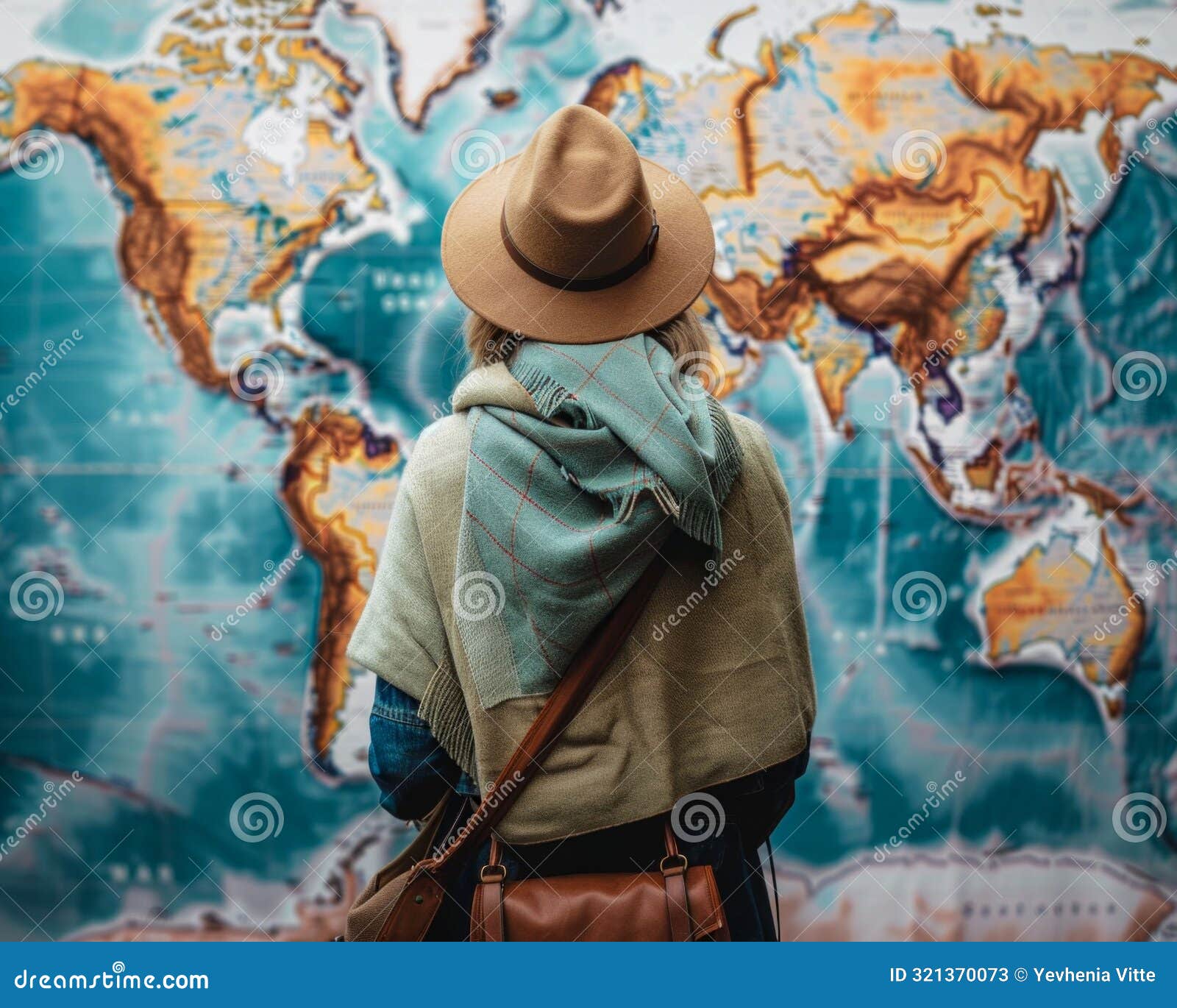 Traveler Looking at World Map. Generative Ai Stock Illustration ...
