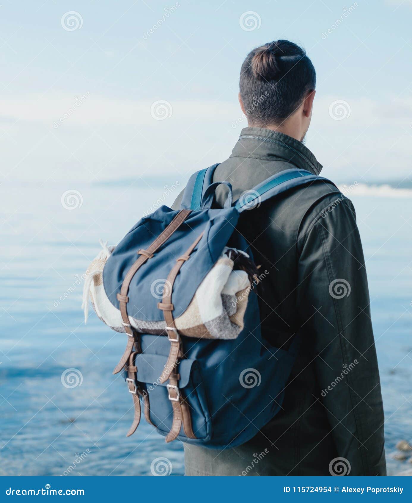 Traveler Man Looking at Sea. Stock Photo - Image of ocean, summer ...