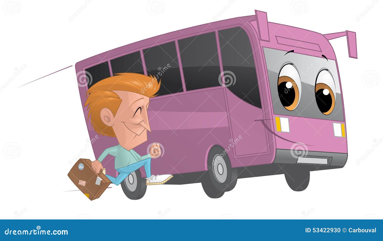 Traveler Running Alongside a Bus Stock Illustration - Illustration of ...