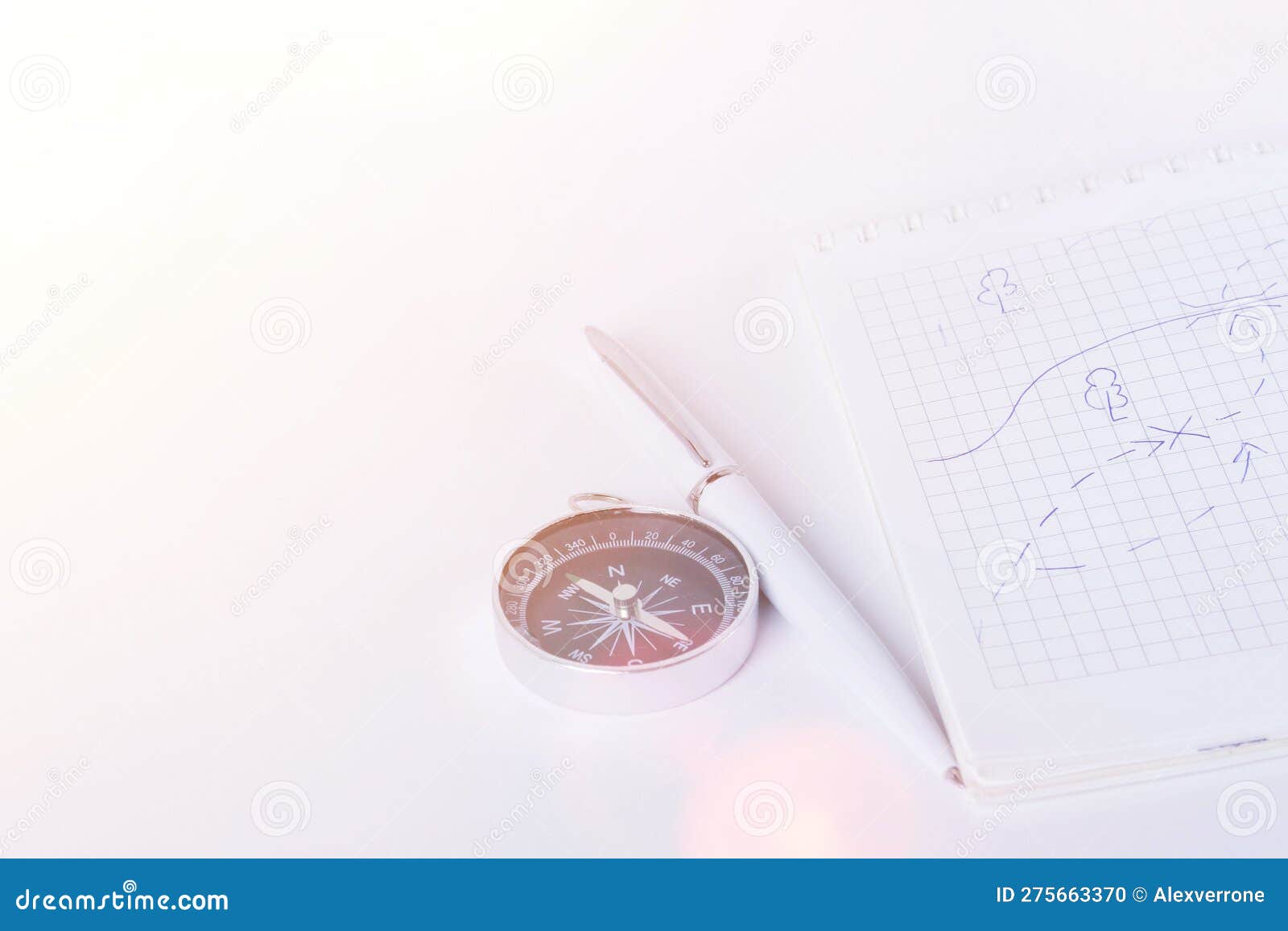 Traveler S Notes. a Clean Notebook with a Pen for Writing a Compass and ...