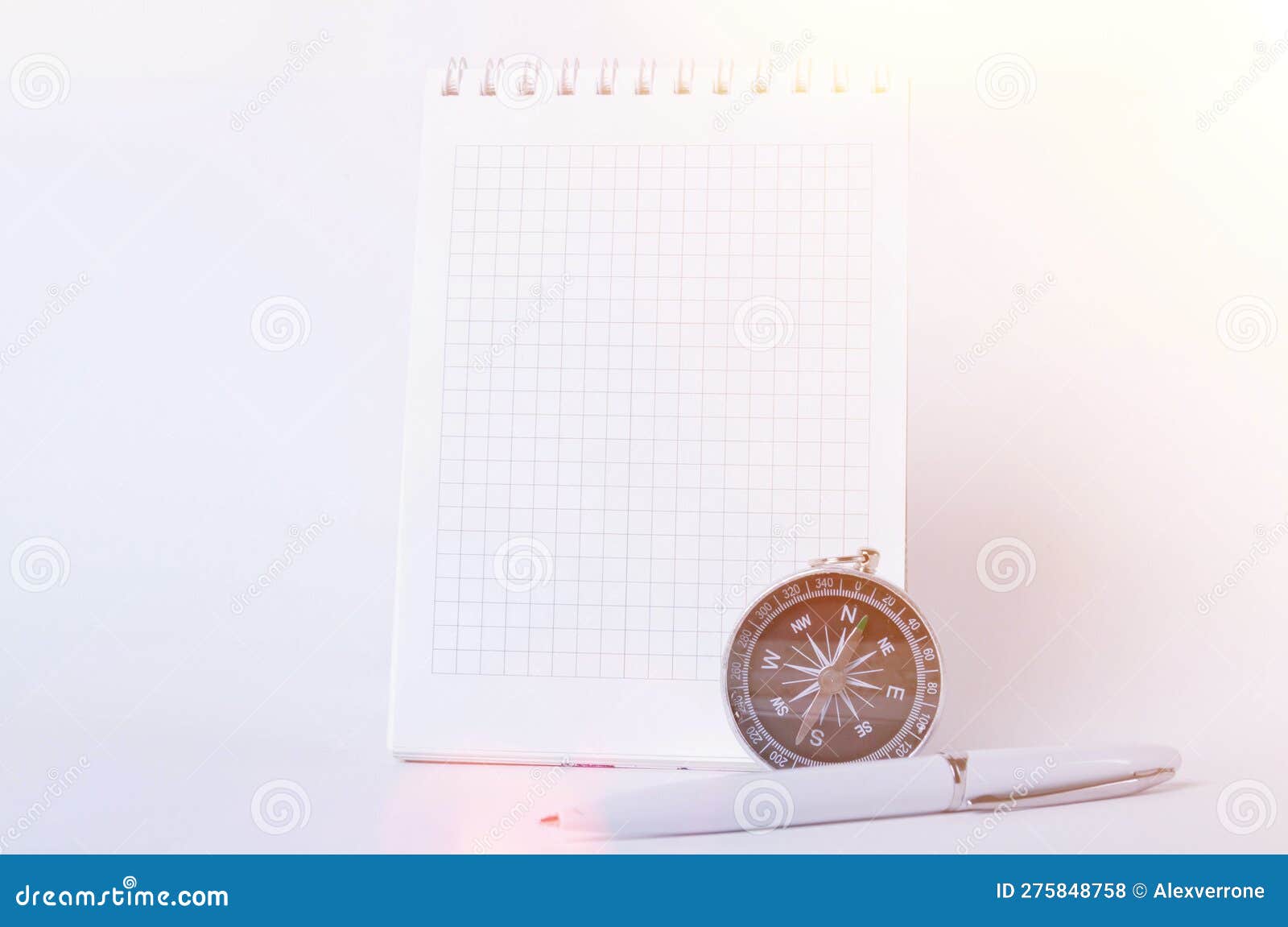 Traveler S Notes. a Clean Notebook with a Pen for Writing a Compass and ...