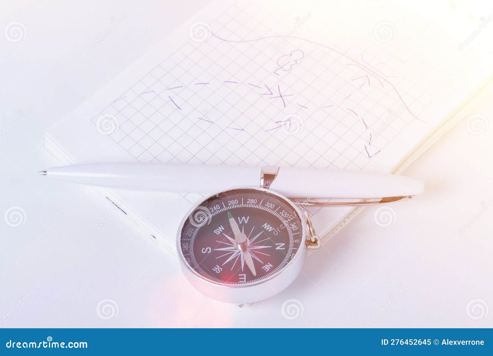 Traveler S Notes. a Clean Notebook with a Pen for Writing a Compass and ...