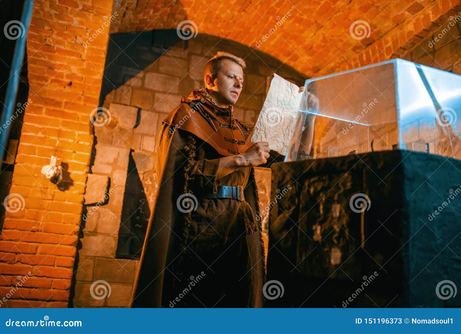 Traveler Solving Ancient Map in the Temple Dungeon Stock Image - Image ... Traveler Solving Ancient Map in the Temple Dungeon Stock Image - Image ...